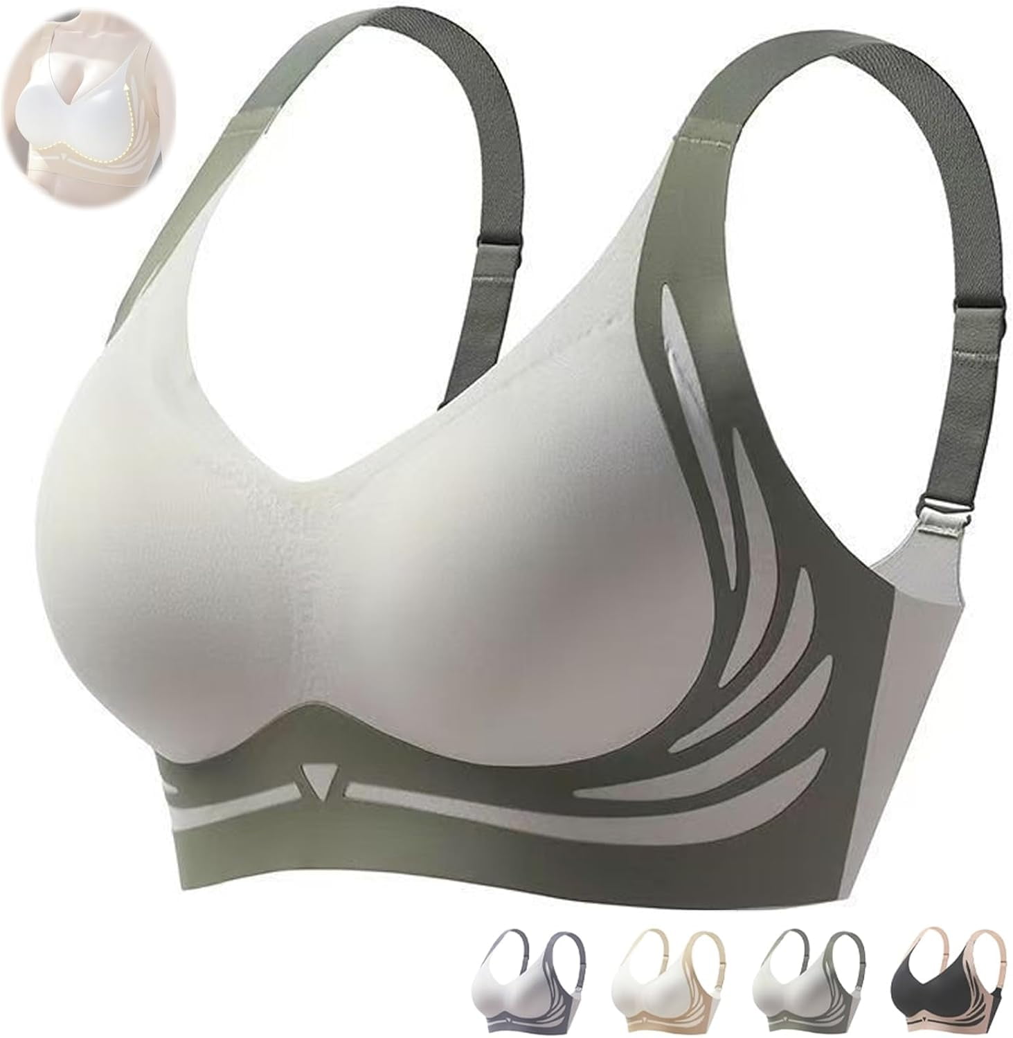 Bras, No Underwire Full Coverage Bra Comfy Bras for Women, Push-Up ...