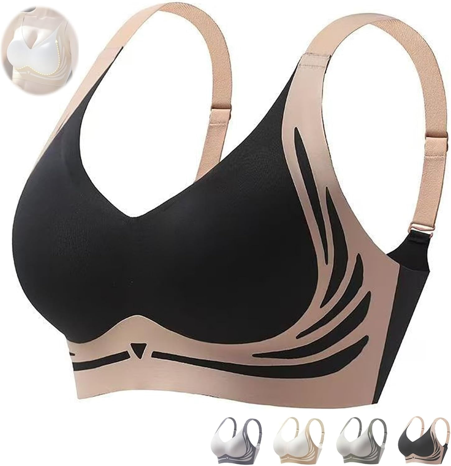 Bras, No Underwire Full Coverage Bra Comfy Bras for Women, Push-Up ...