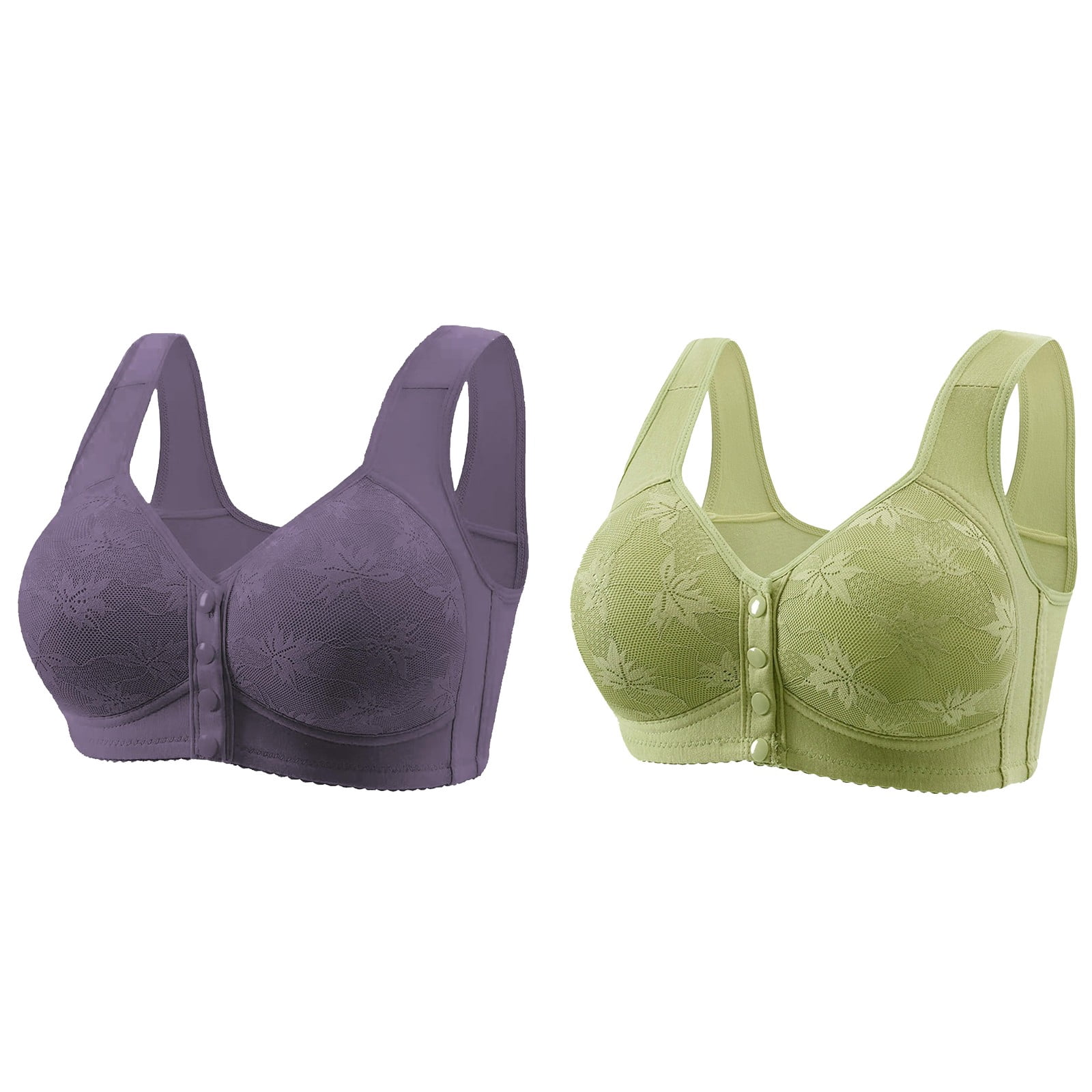 Bras for Older Women, Audhol Women's Front Closure Bras 2 Pack Senior ...