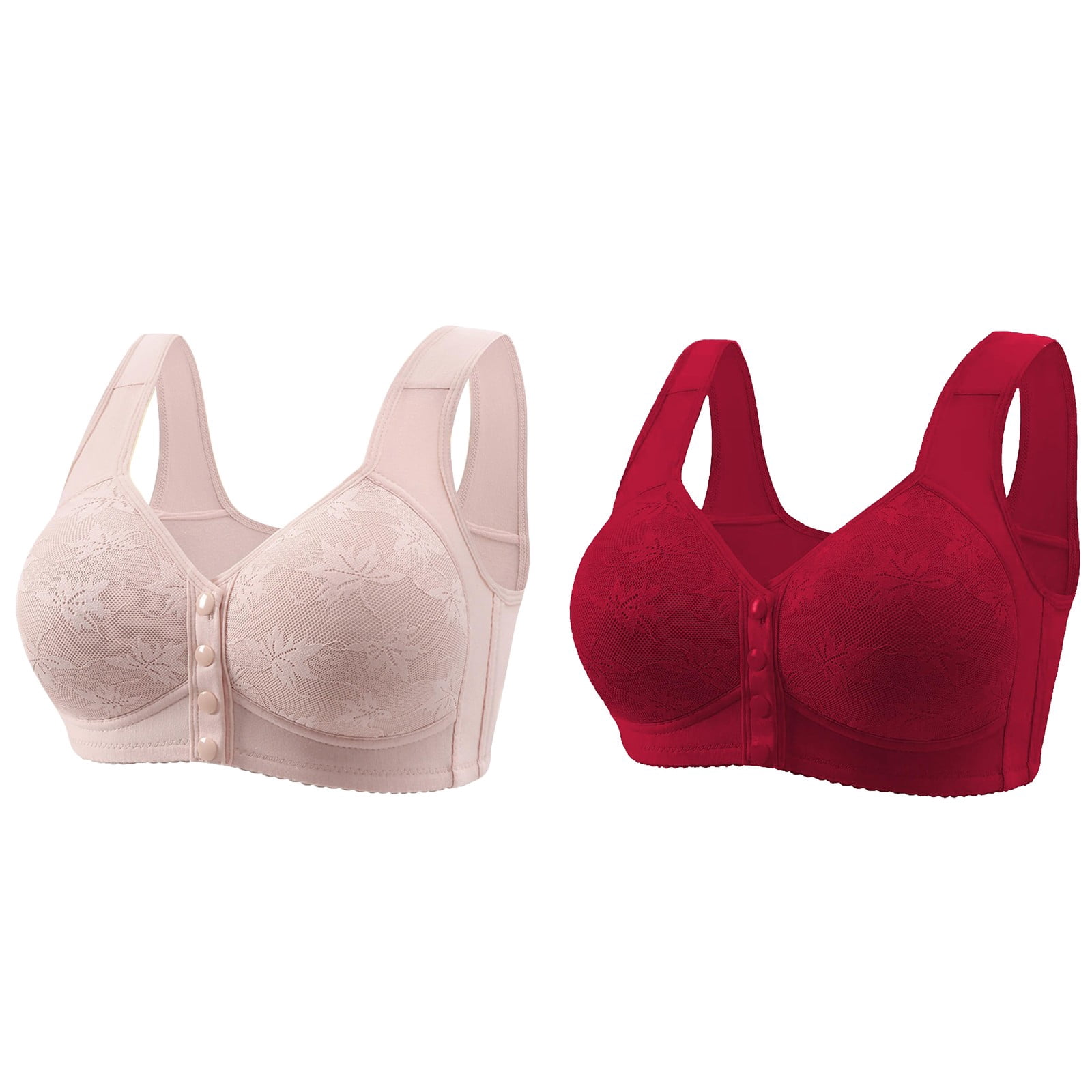 Bras for Older Women, Audhol Women's Front Closure Bras 2 Pack Senior ...