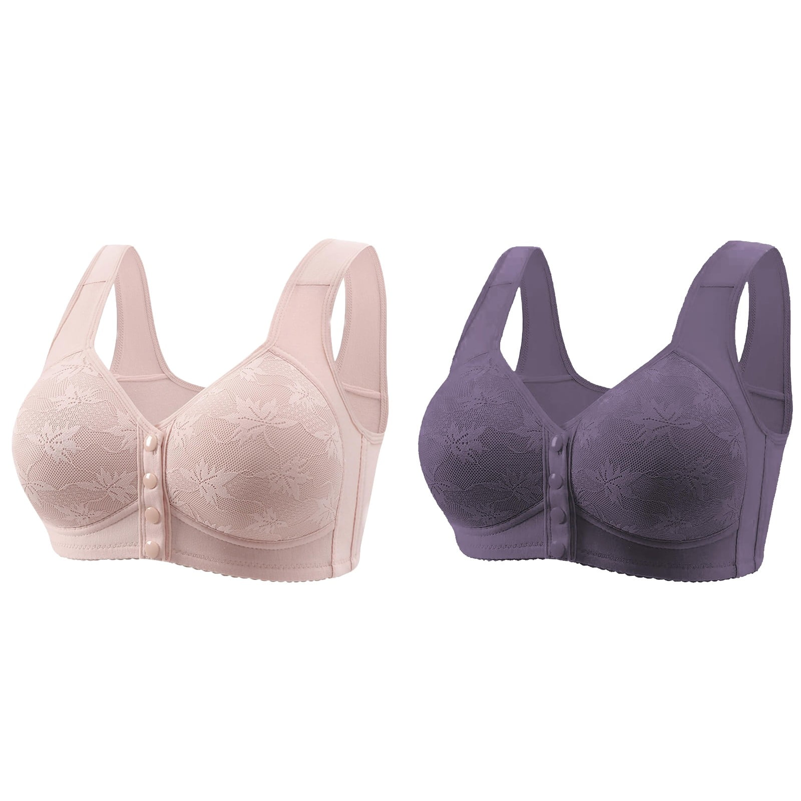 Bras for Older Women, Audhol Women's Front Closure Bras 2 Pack Senior ...