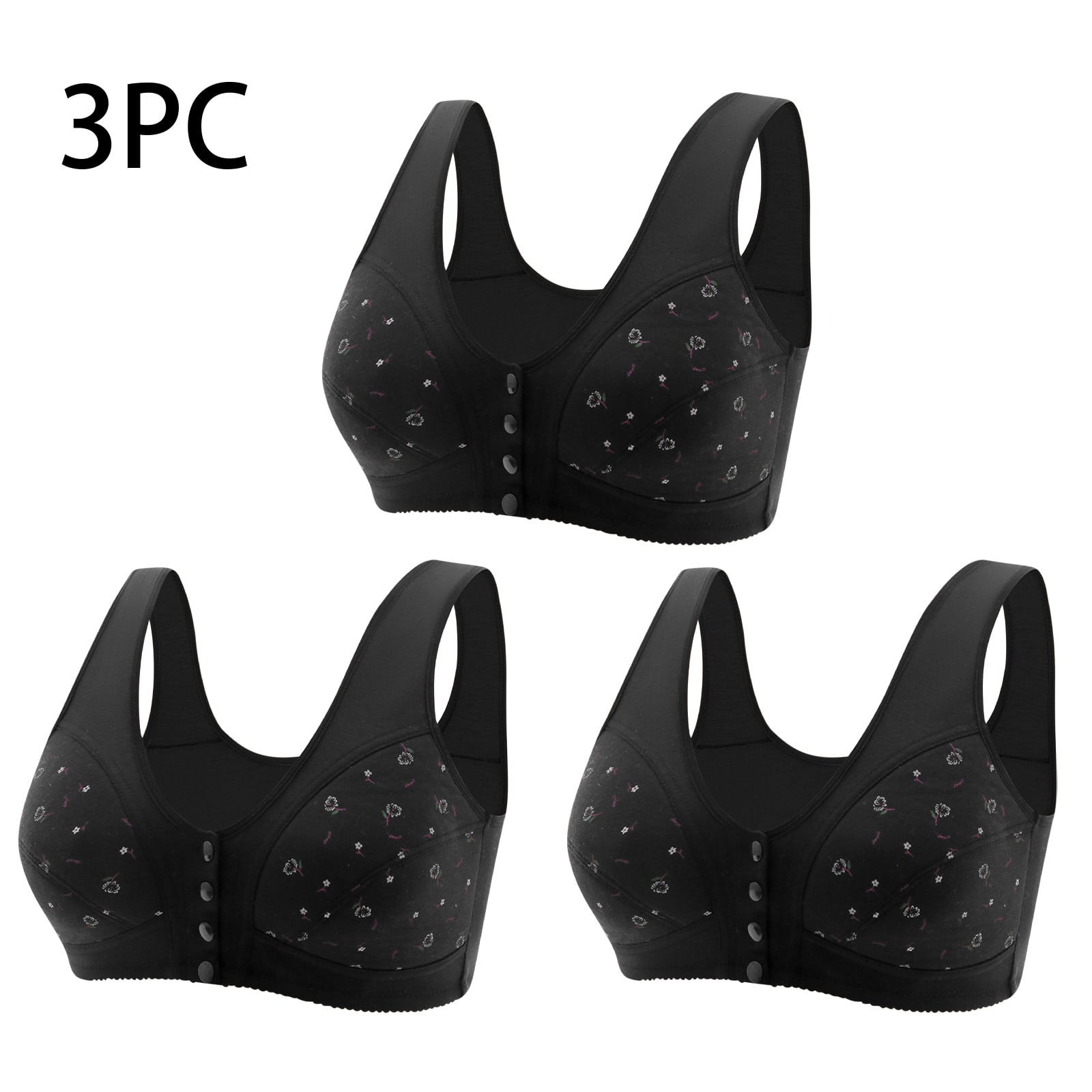 Bras for Older Women with Wide Straps Sagging Breasts Front Closure 3 ...
