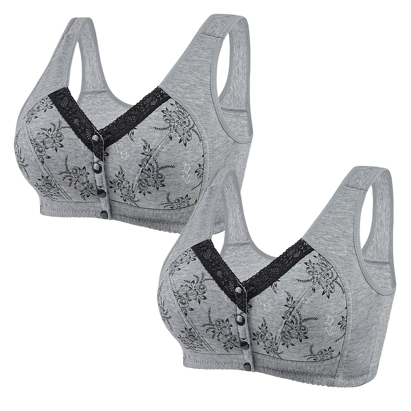 Bras for Women 2PC Printed Front Buckle Without Steel Ring Wide ...