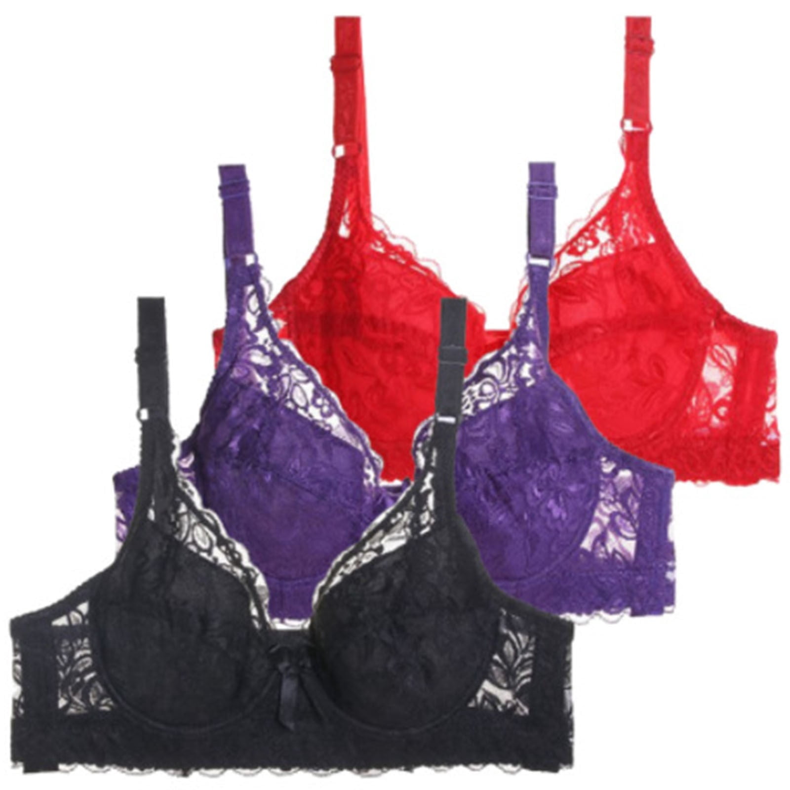 Bras for Women 3 Pack Casual Fashionable Large Size Lace Bra Thin ...