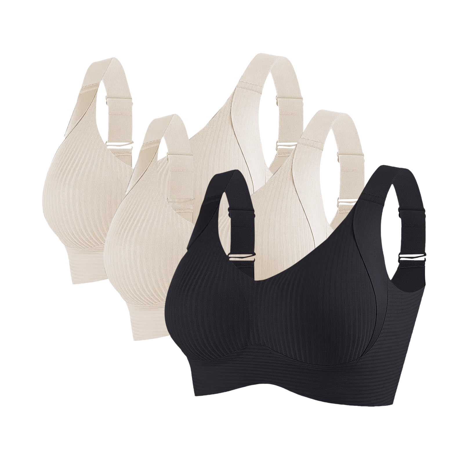 Bras for Women 3PCS Bra without Underwire Push Up Bras V-Neck Non-Wired ...