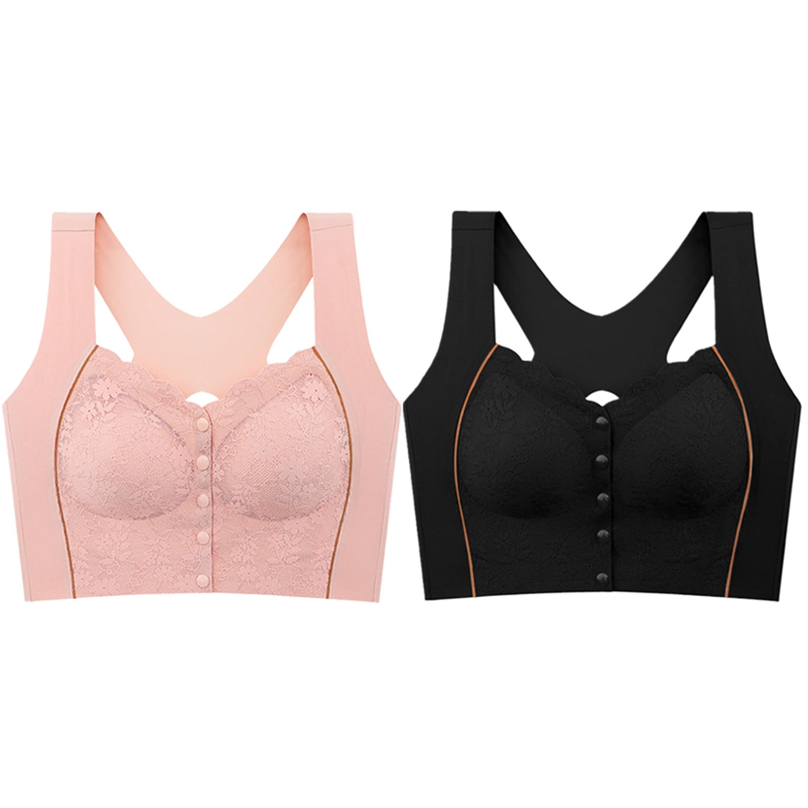 Bras for Women Color Blocked Large Elastic Vest Style Bra Lace Adhesive ...