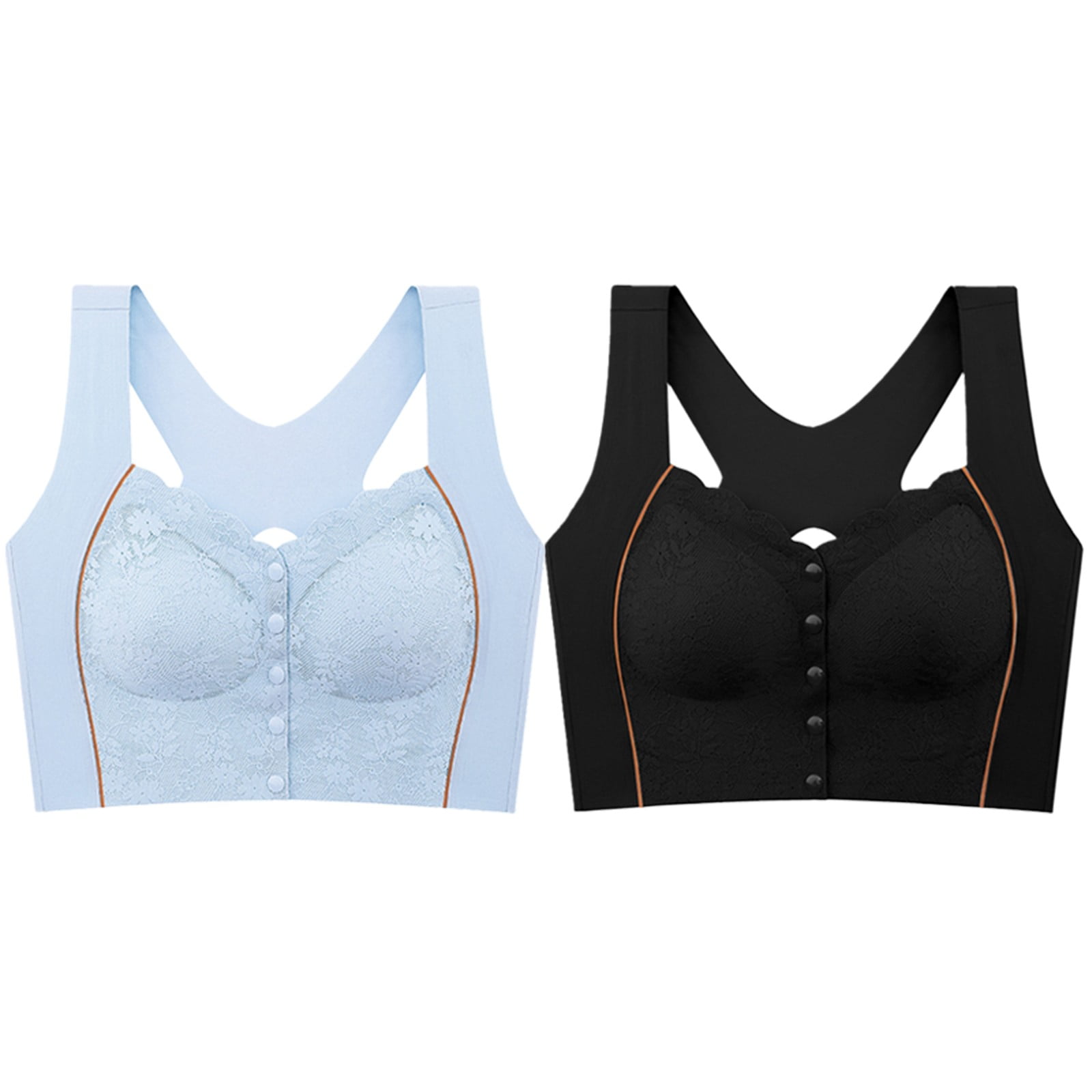 Bras for Women Color Blocked Large Elastic Vest Style Bra Lace Adhesive ...