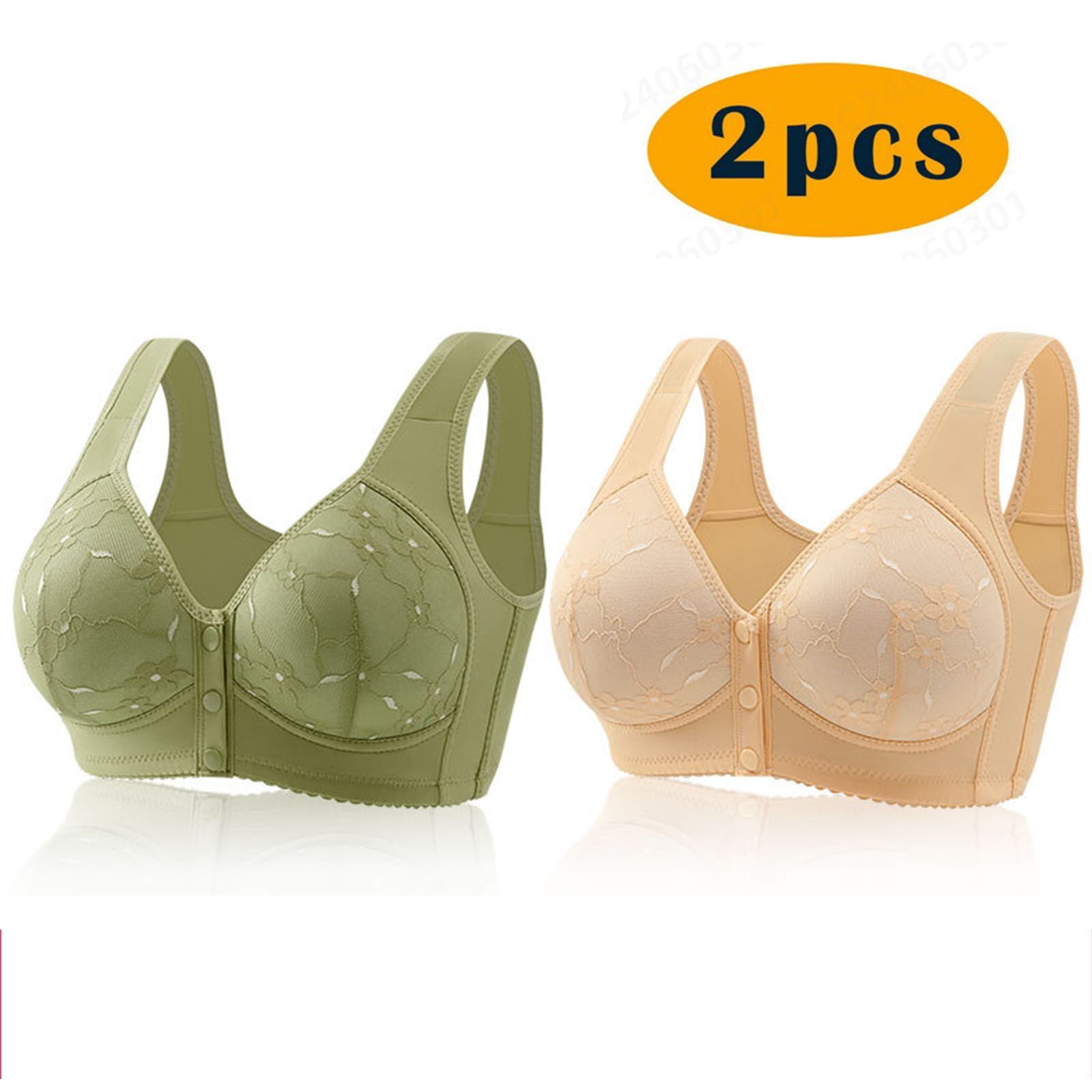 Bras for Women Compression Bra Ndbuld 2PC Women Sexy Middle-Aged And Elderly Printed Front ...