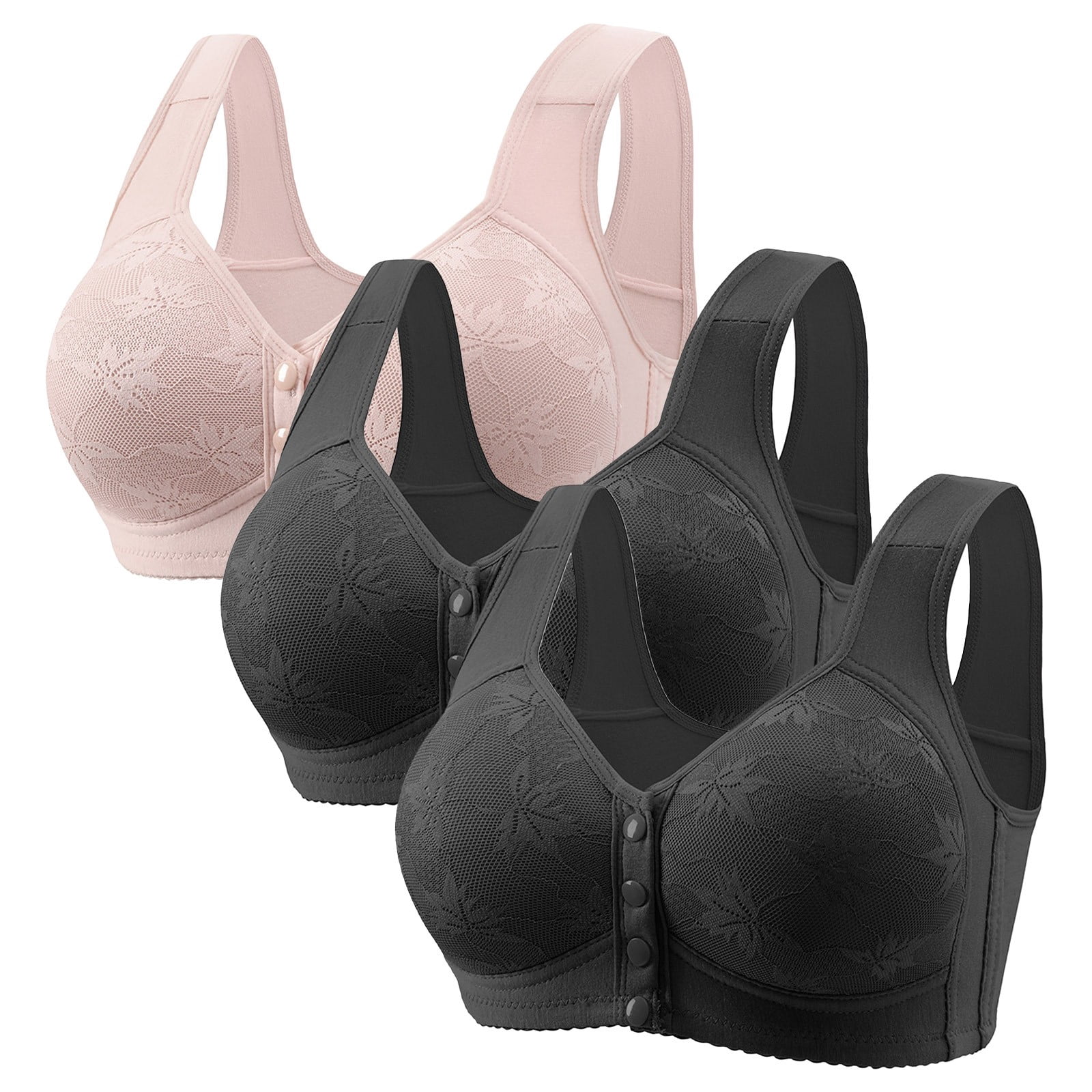 Bras for Women Front Closure Bra Skin-Friendly Blended Fabric Underwear ...