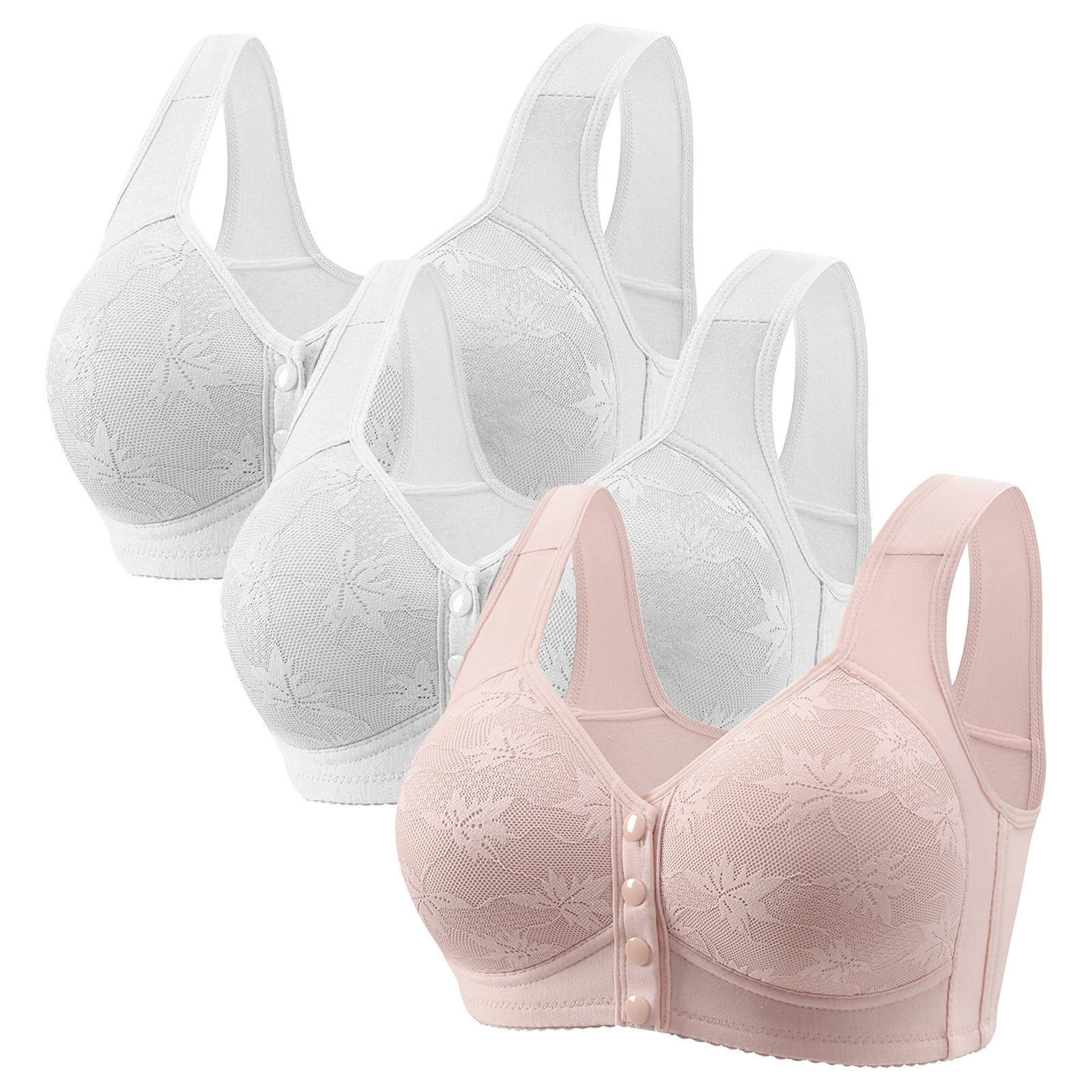 Bras for Women Front Closure Bra Skin-Friendly Blended Fabric Underwear ...