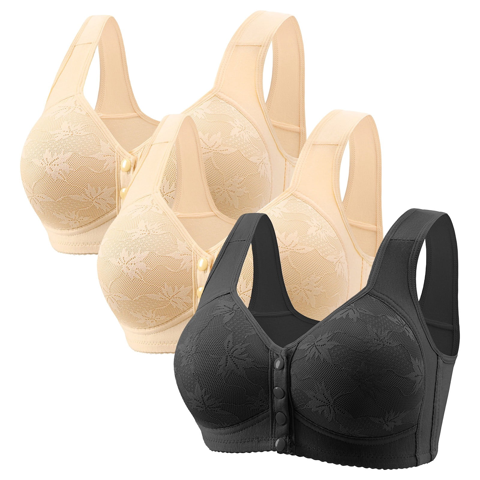 Bras for Women Front Closure Bra Skin-Friendly Blended Fabric Underwear ...