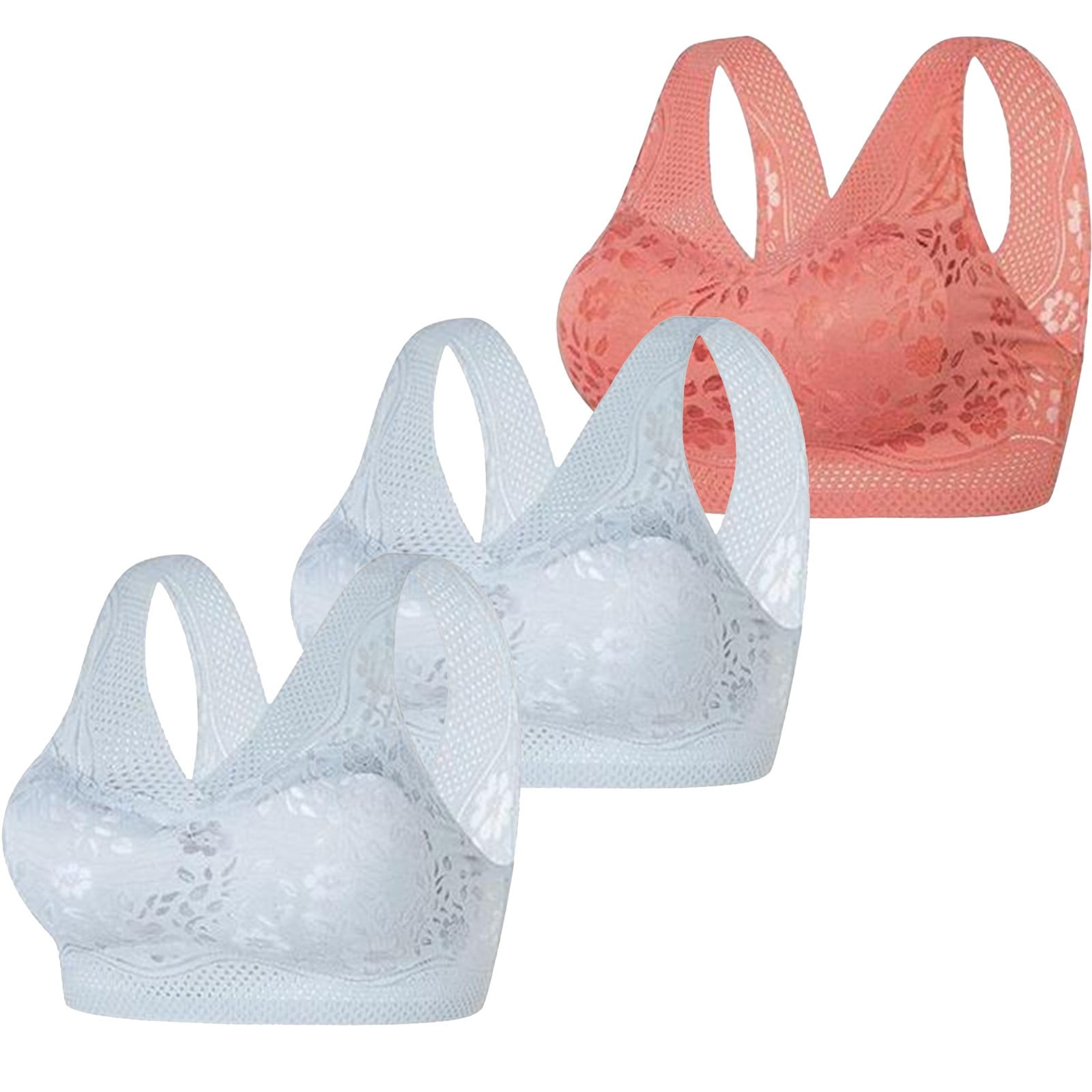 Bras for Women Full Coverage 3Pc Women's Non Steel Ring Gathered ...