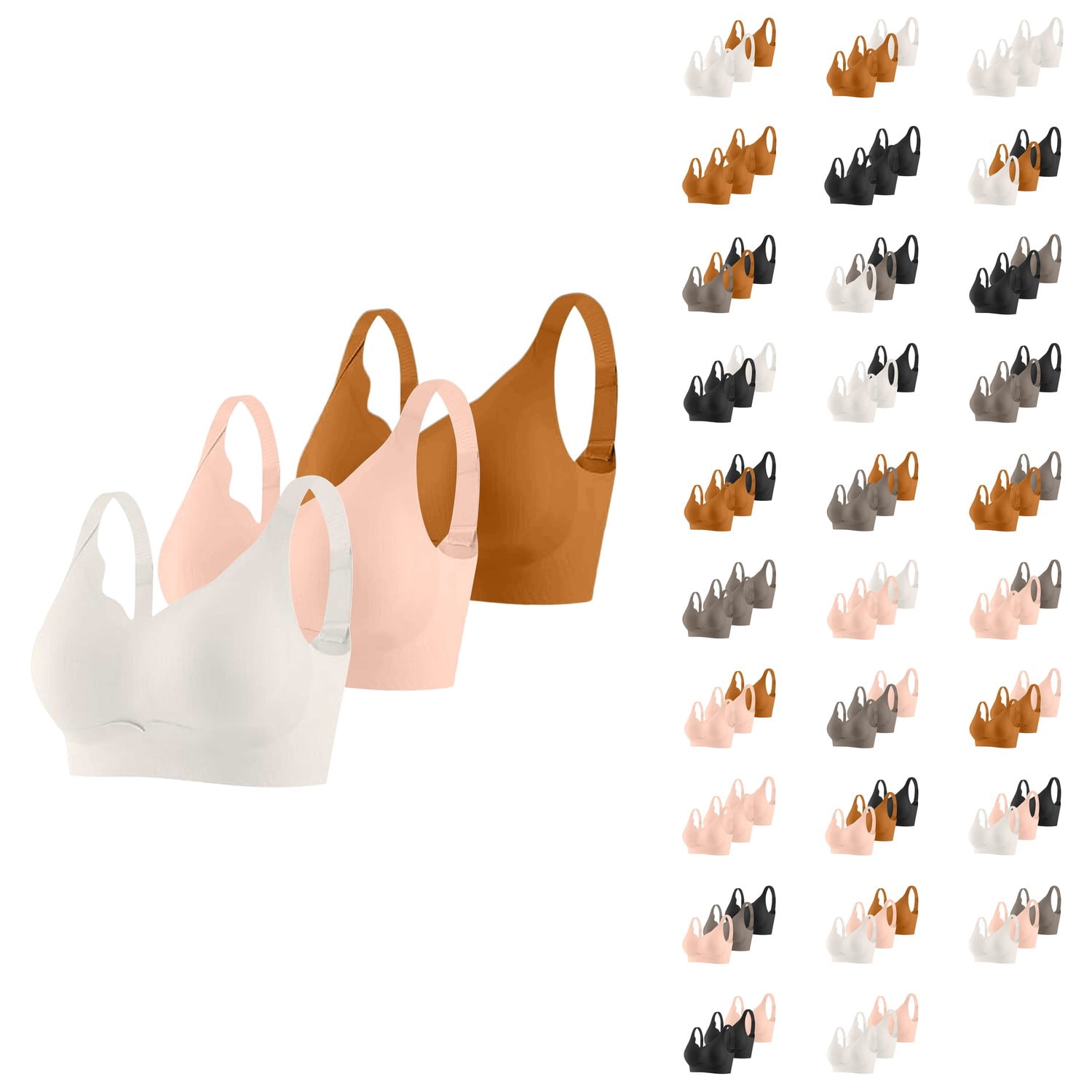 Bras for Women Low Impact Sports Bra Seamless Comfort Bra 3-Piece Set ...