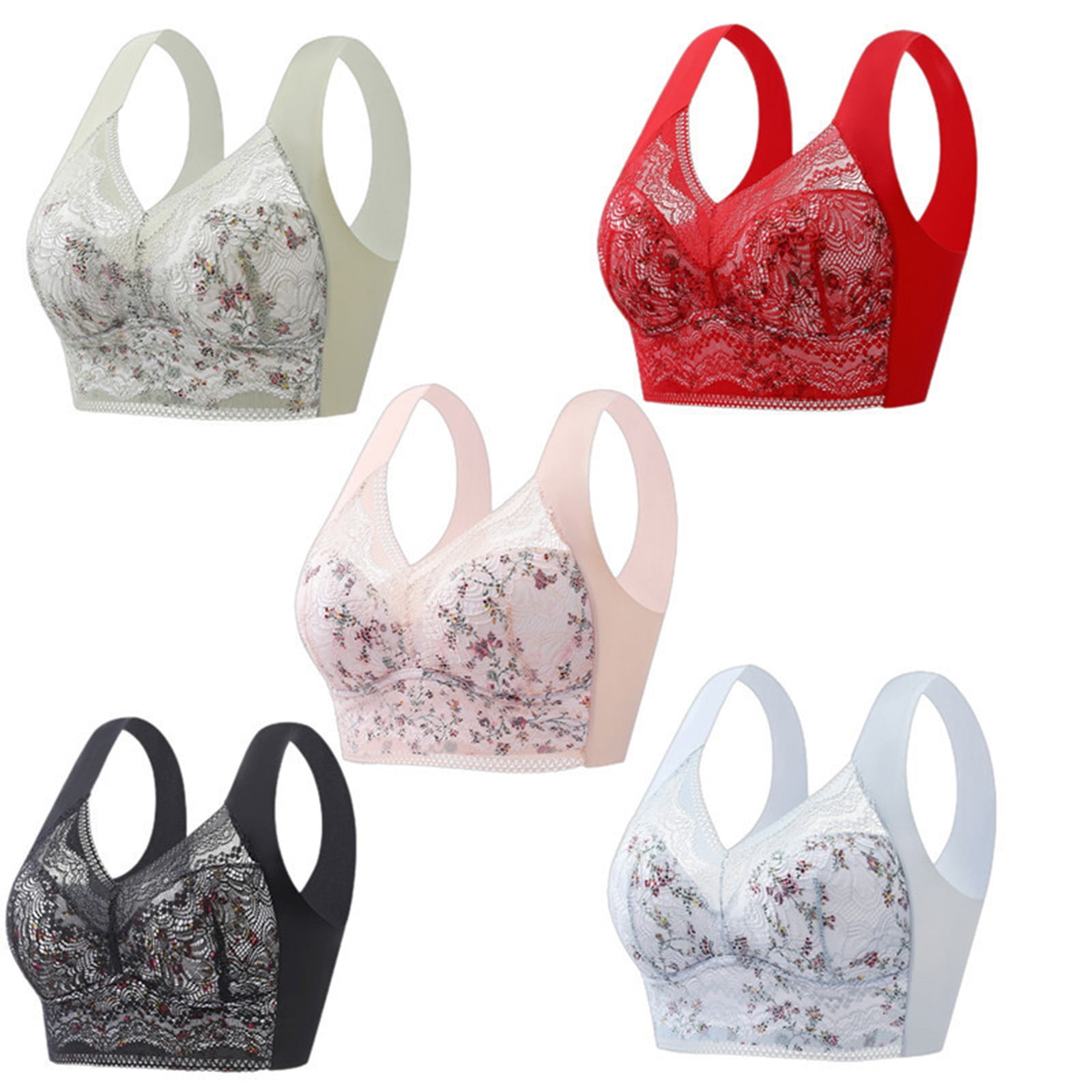 Bras for Women Multi Pack 5PC ZHUGeLI Bra, ZHUGeLI Full Coverage ...