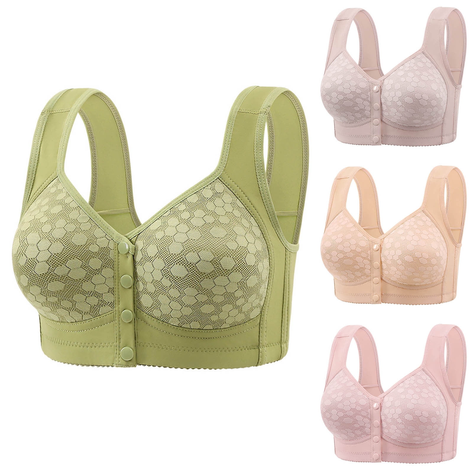 Bras for Women Plus Size Front Closure Full Coverage No Underwire Bras ...