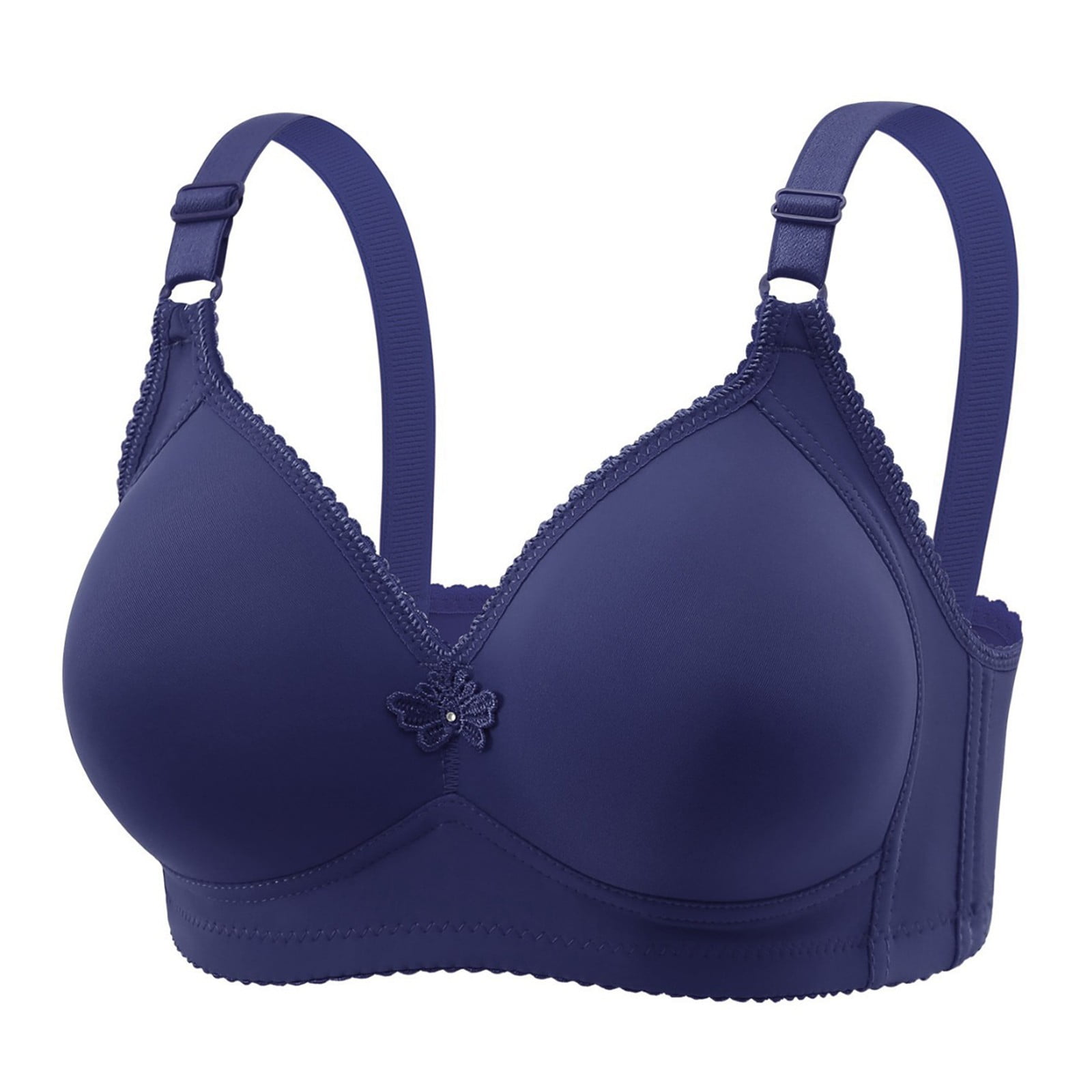 Bras, Women'S Wirefree Adjustable Support Thin Cotton Cup Bra With Side ...