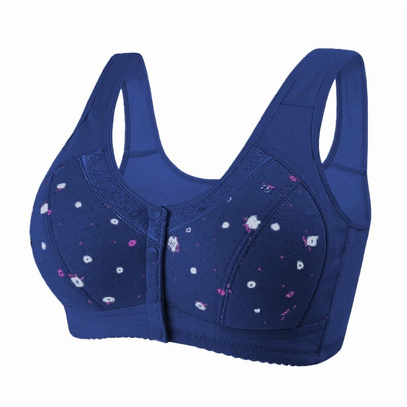 Bras, Women'S Wireless Front Closure Bra, Lace Trim Printed Vest Design ...