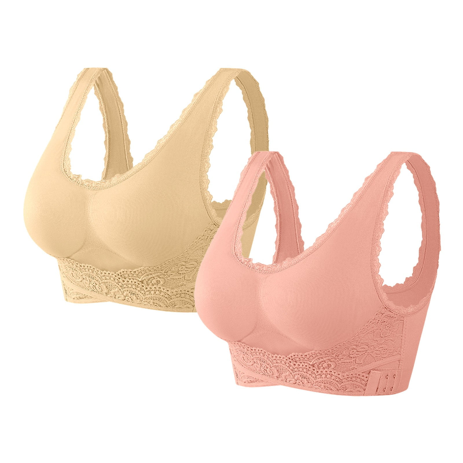 Bras for Women Seamless NoUnderwire A 2 Piece Set Of Side Buttoned ...