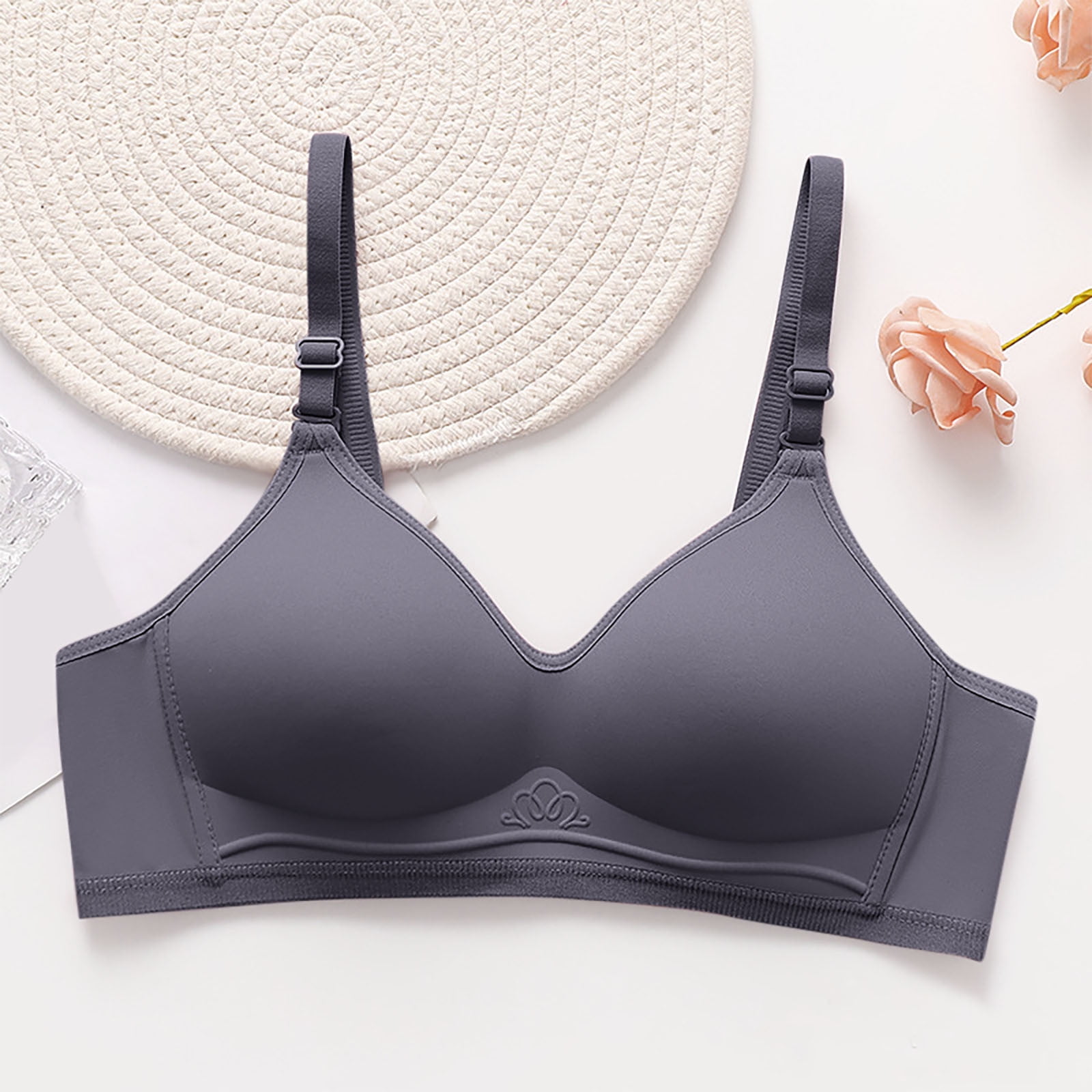 Bras for Women Supportive Wireless Push Up Bra Ndbuld Women's Solid ...