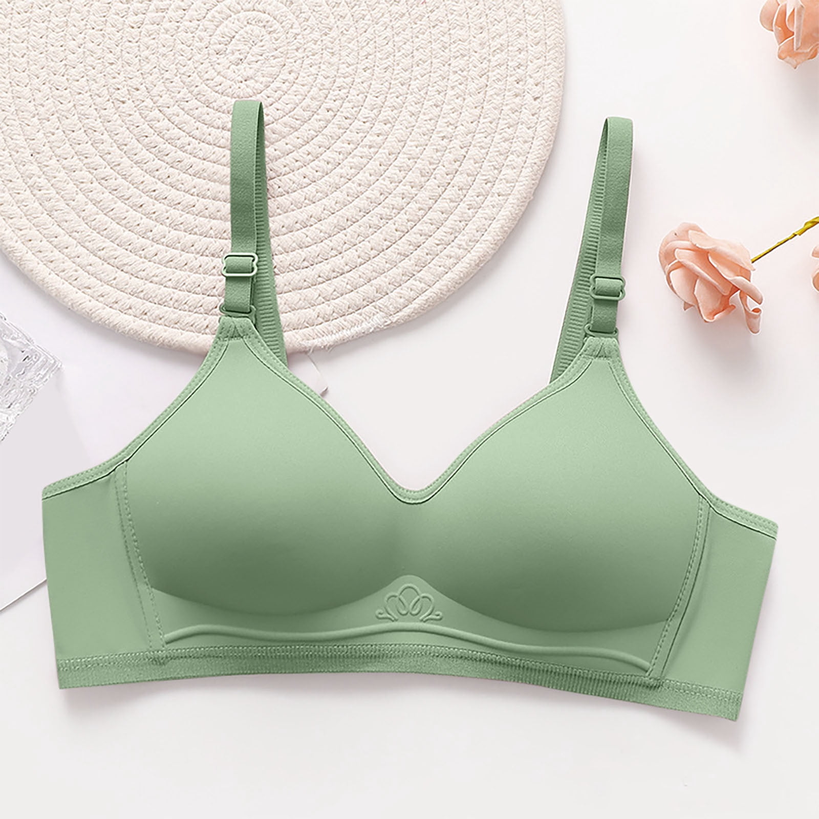 Bras for Women Supportive Wireless Push Up Bra Ndbuld Women's Solid ...