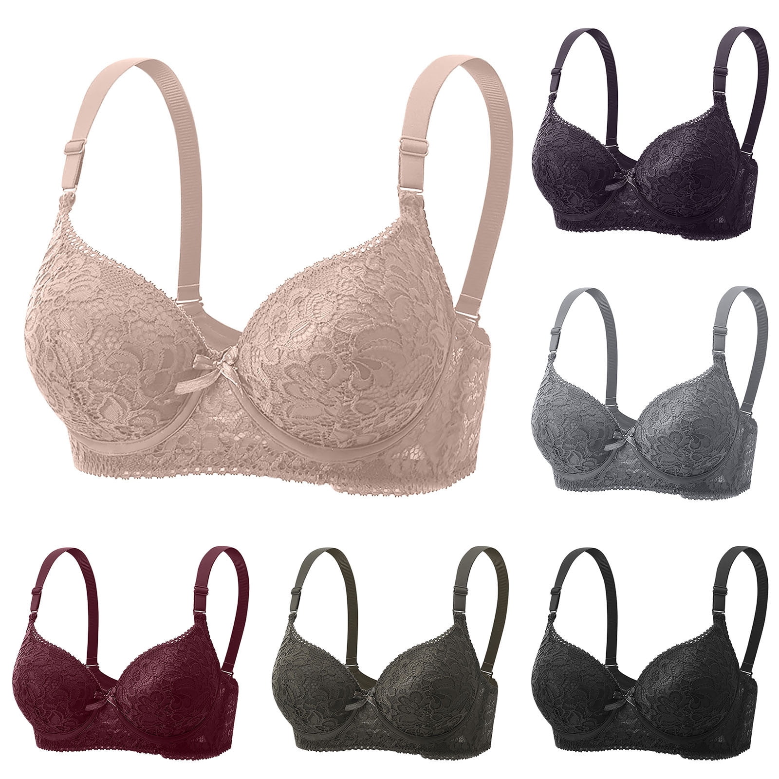 Bras for Women Supportive Wireless Push Up Bra Ndbuld Women's Solid ...