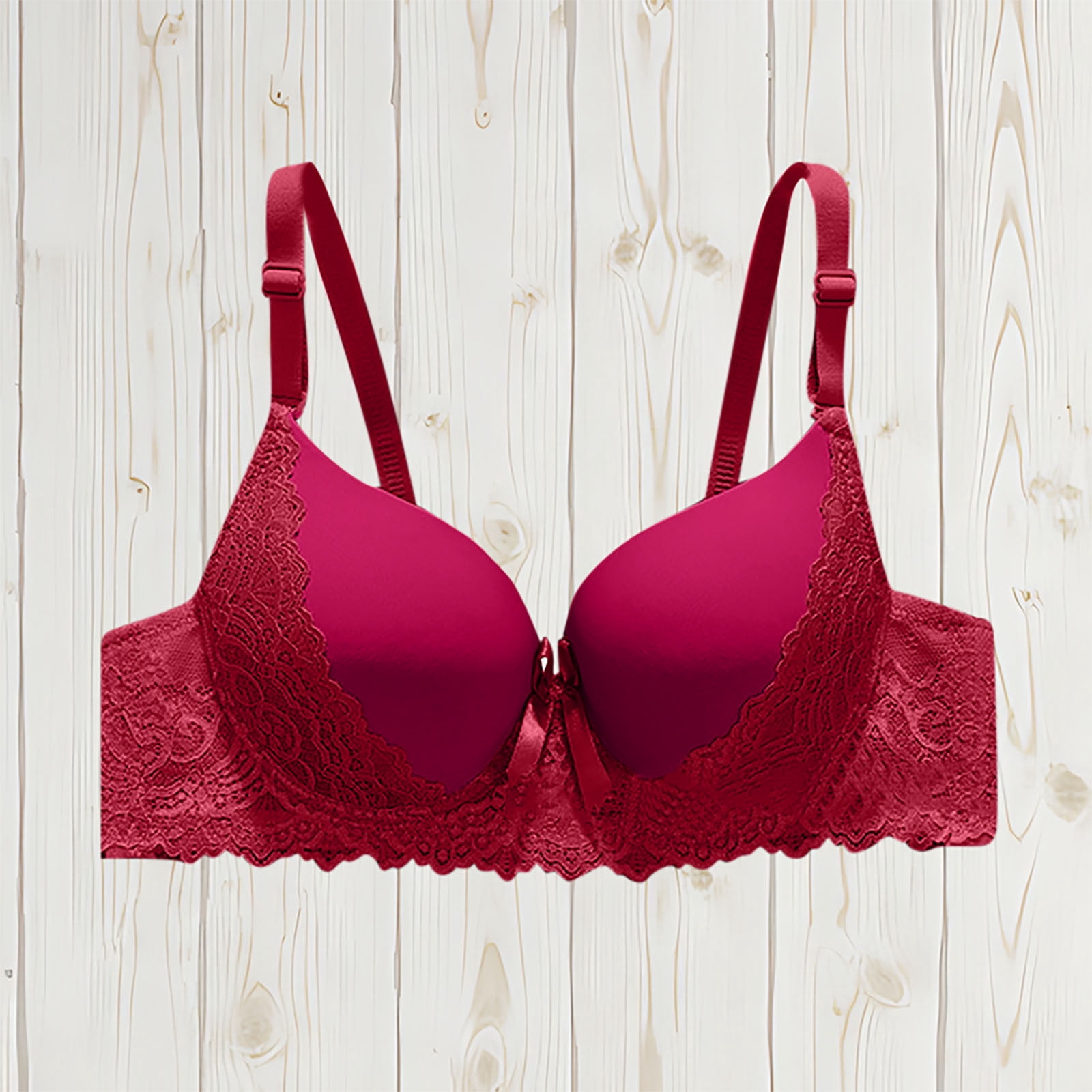 Bras for Women Supportive Wireless Push Up Bra Ndbuld Women's Solid ...