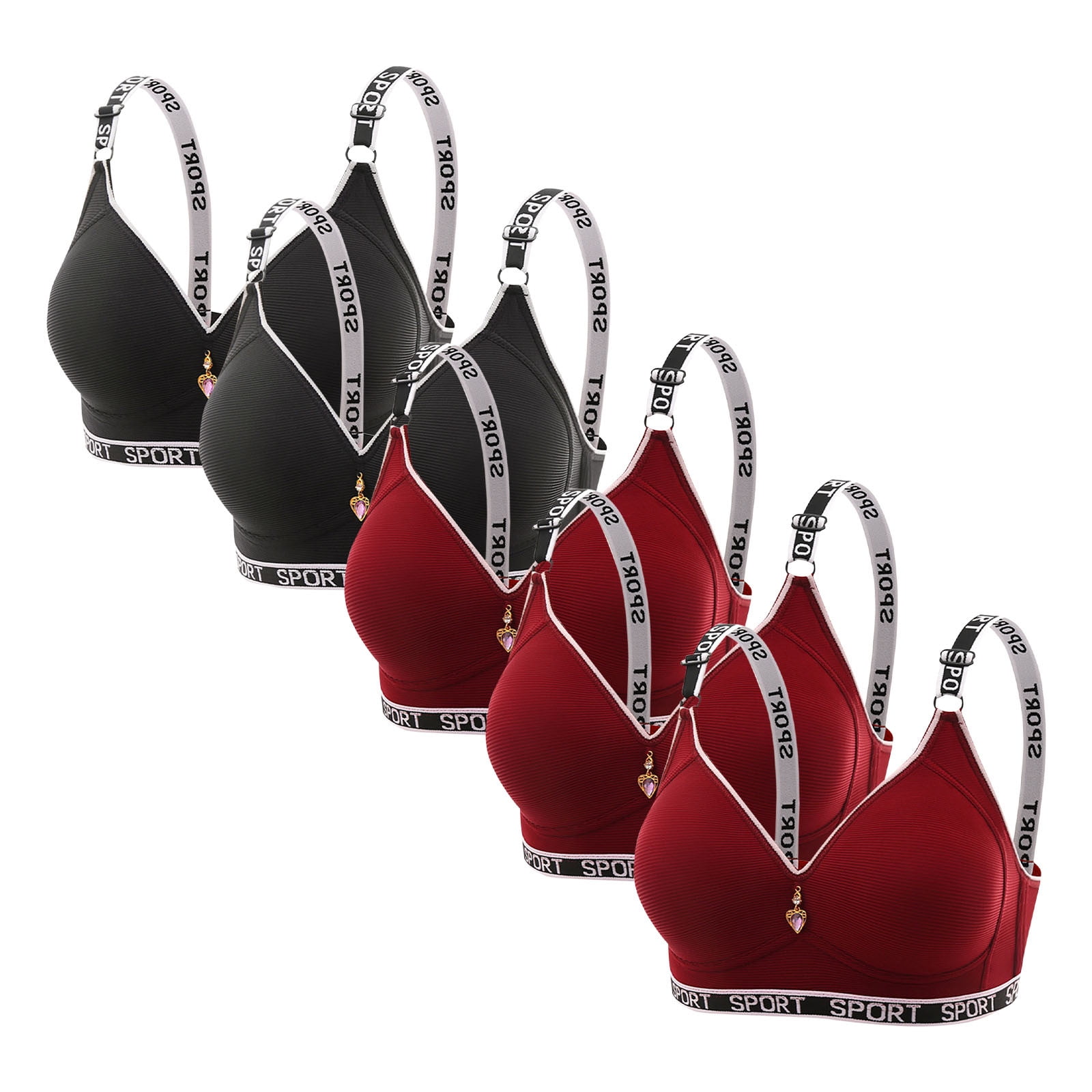 Bras for Women No Underwire Front Closure 5pc Wireless Bras for Women ...