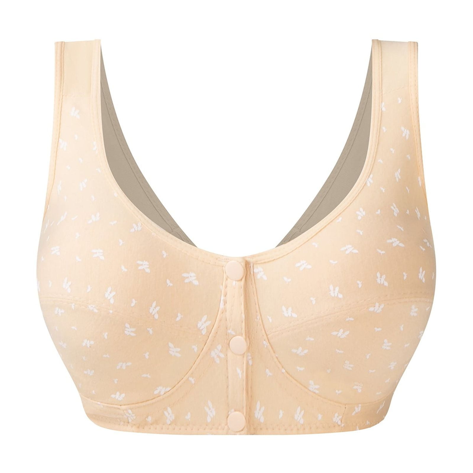 Bras for Women no Underwire - Women's Fixed Cup Front Buckle Underwear for The Elderly Plus Size ...