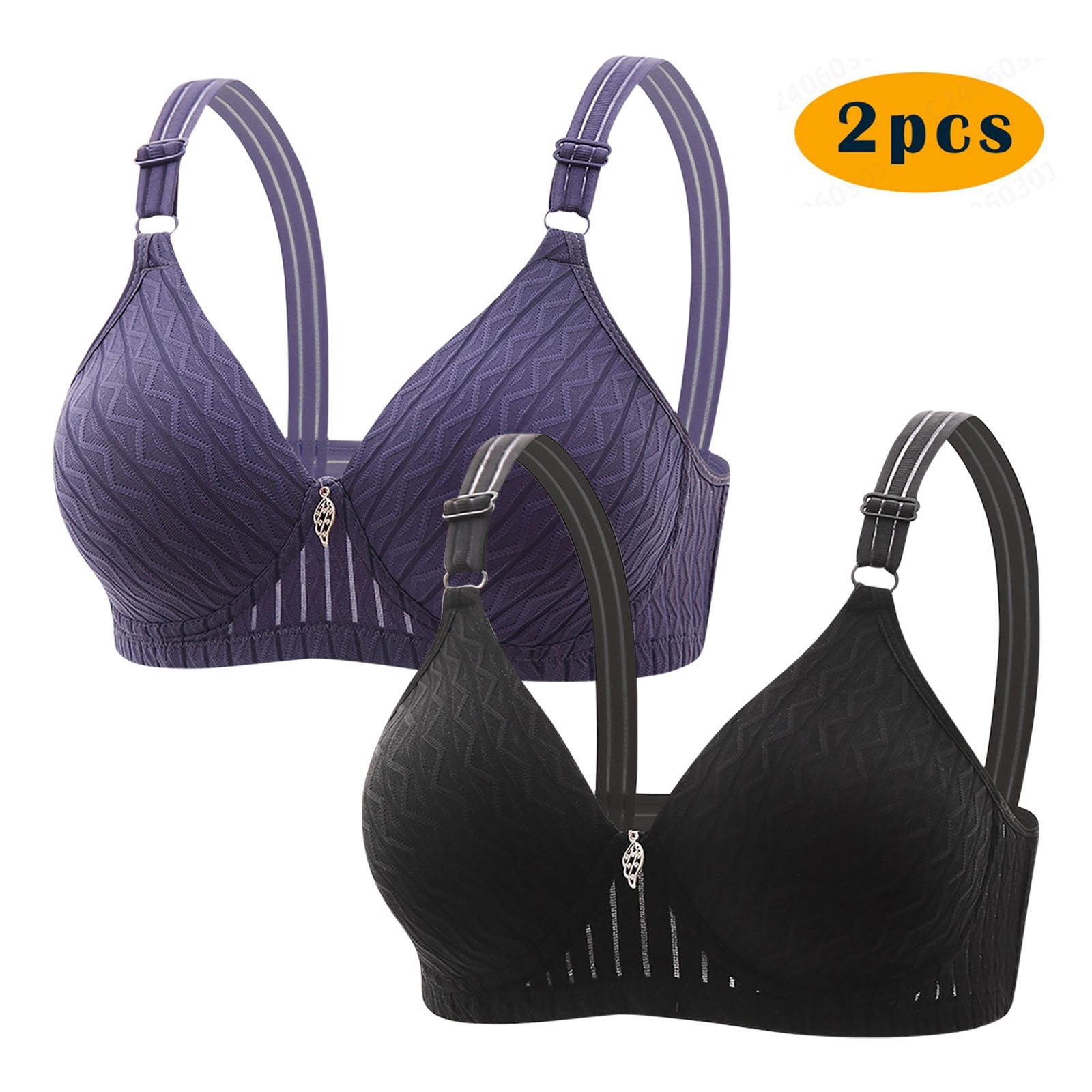Women's Plus Size Underwire Bras Ndbuld 2PC Woman's Embroidered Glossy Comfortable Breathable ...