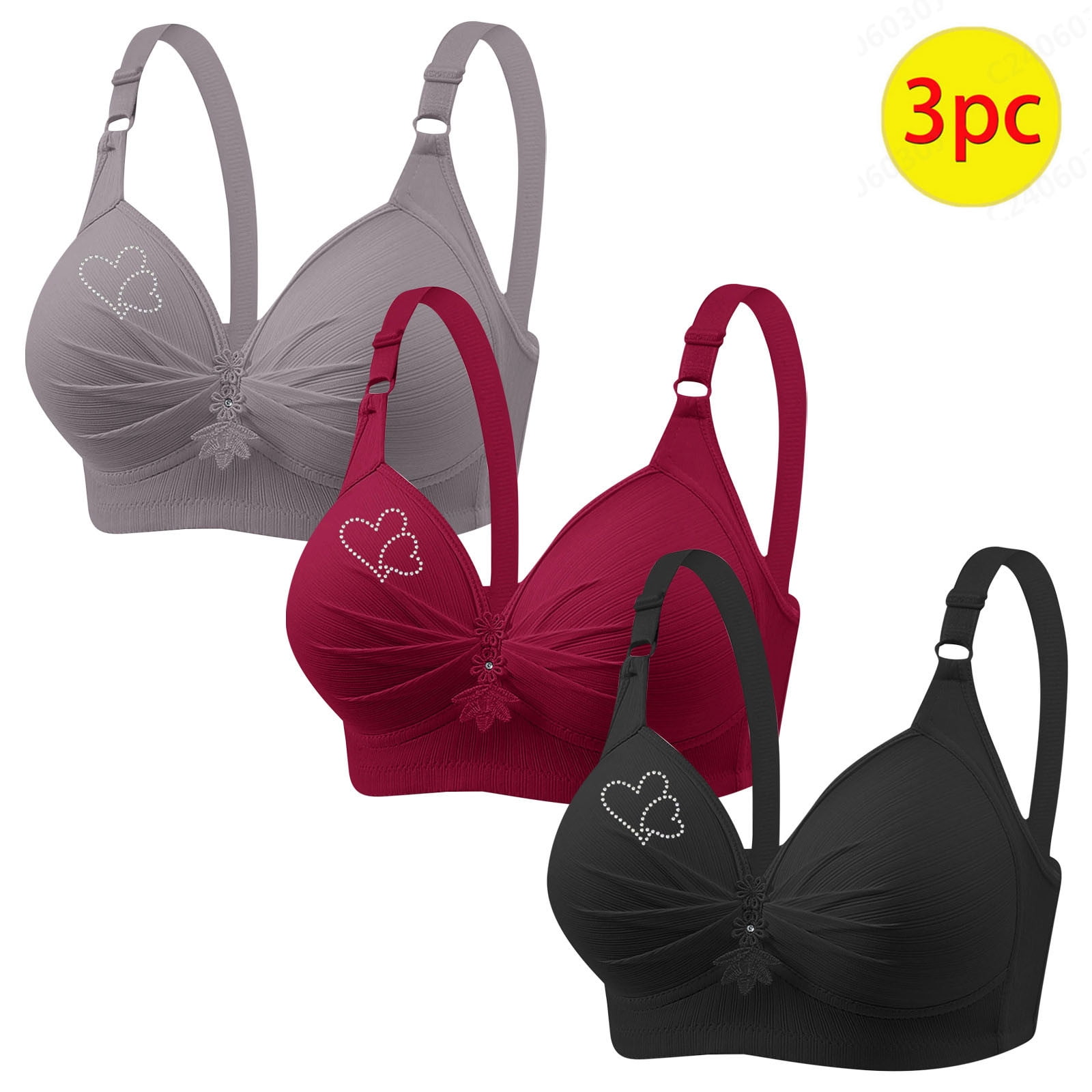 Womens Bras No Underwire Wireless Seamless Bra Ndbuld 3PC Woman's ...