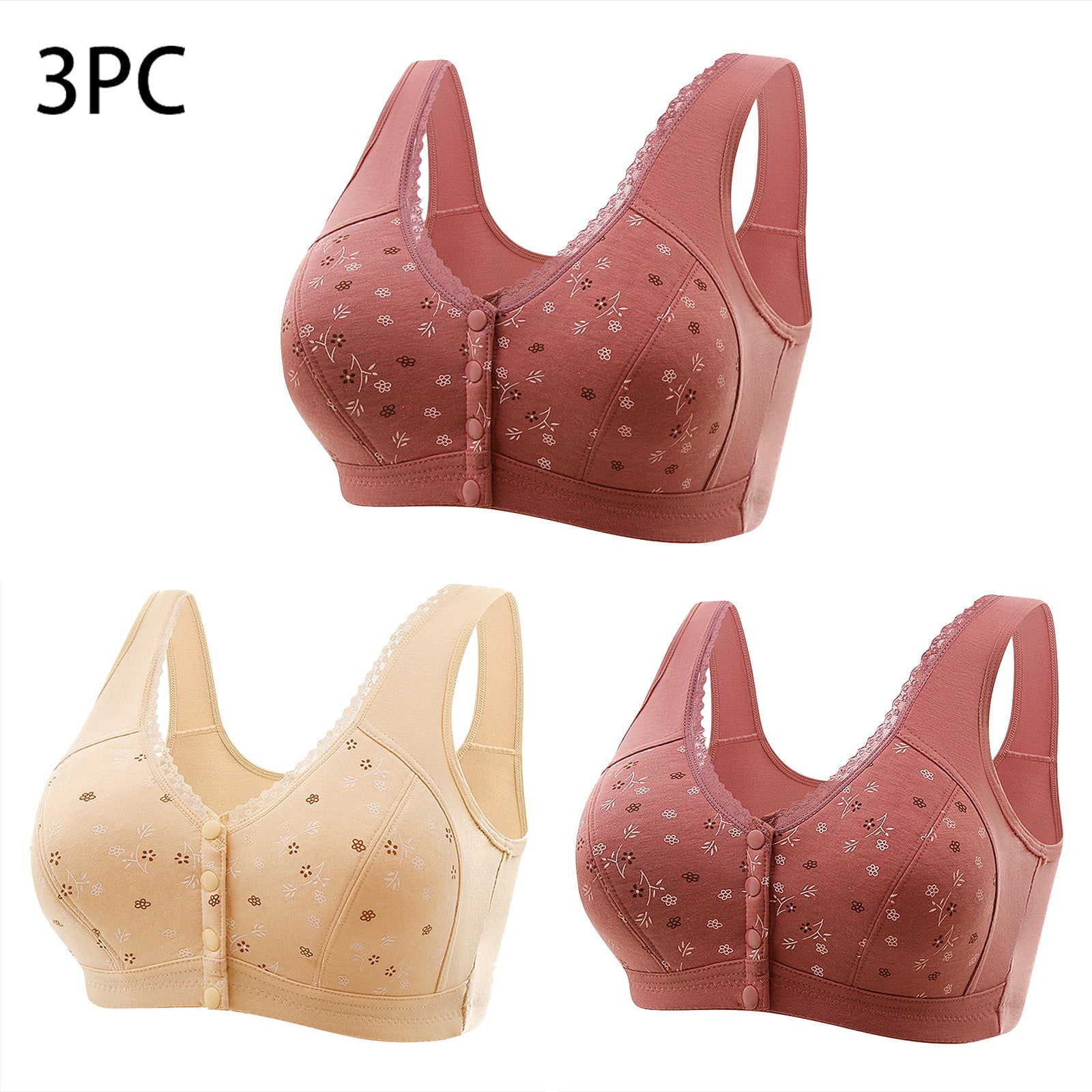 Bras for Older Women Front Closure Bras Push Up Bra No Underwire Plus ...