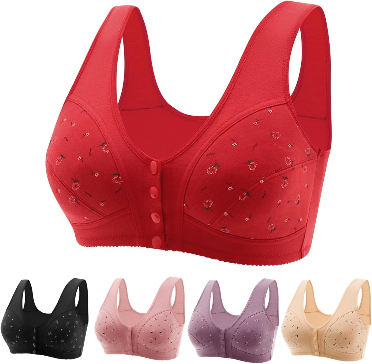 Bras for Older Women Front Closure No Underwire Supportive Bras Plus ...