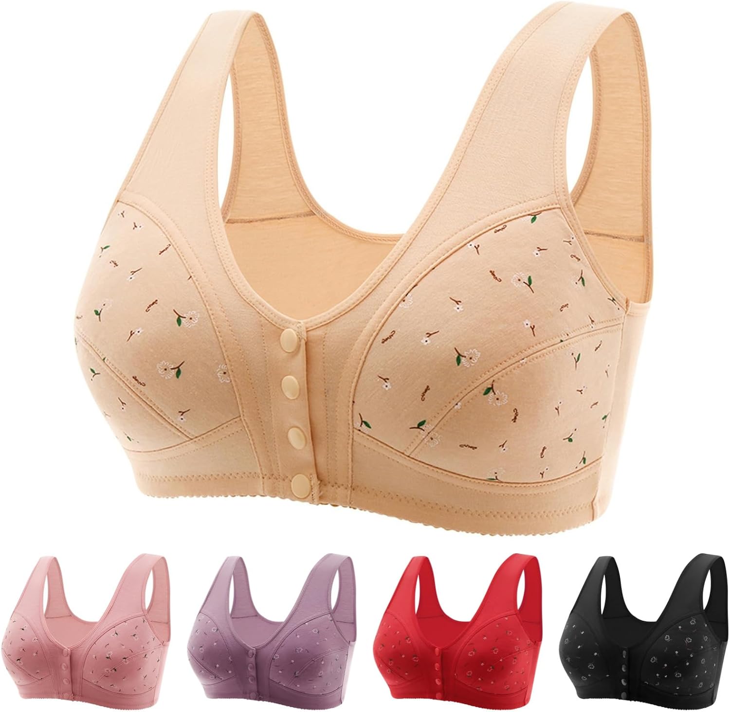 Bras for Older Women Front Closure No Underwire Supportive Bras Plus ...