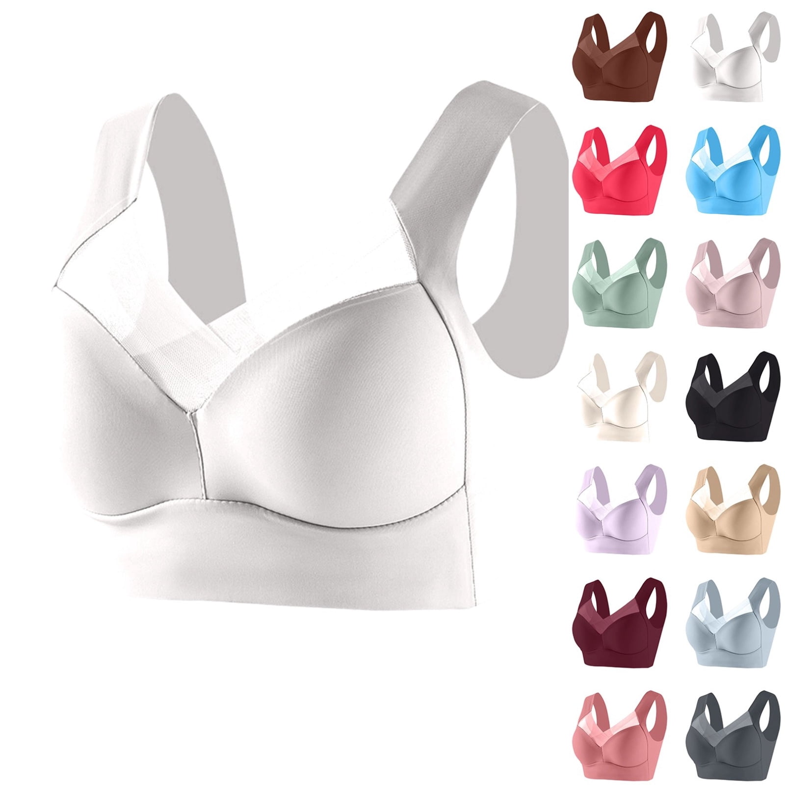 Bras for Older Women Full Coverage Seamless Bralettes Mesh Everyday ...