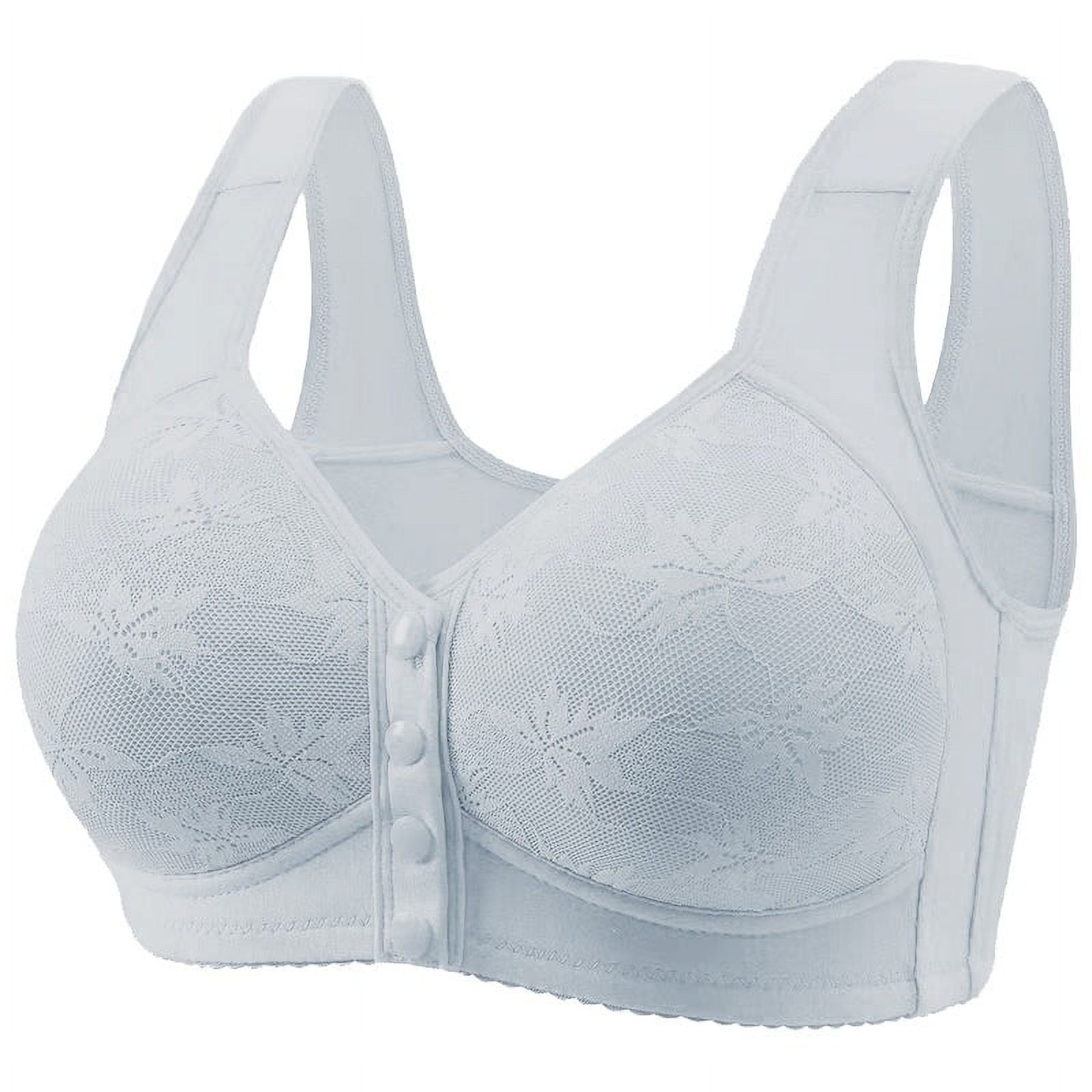 Bras for Older Women New - Senior Front Snap Bras - Floral Pattern Soft Wide Straps Breathable ...