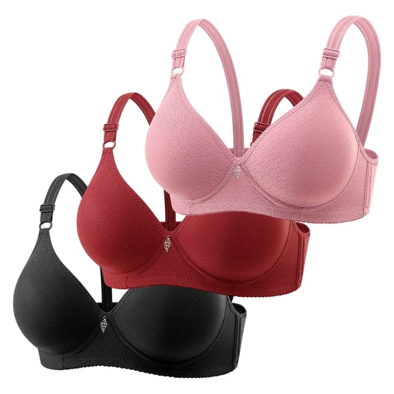 Bras for Women 3pc Soft Wireless Comfort Bra Seamless Support Everyday ...