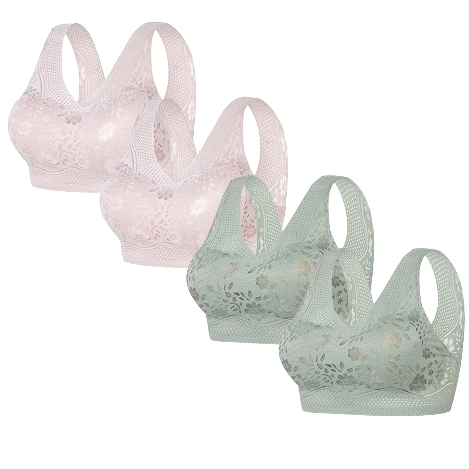 Bras for Women 4PC Solid Color No Steel Ring Gathering Breathable Bra ...