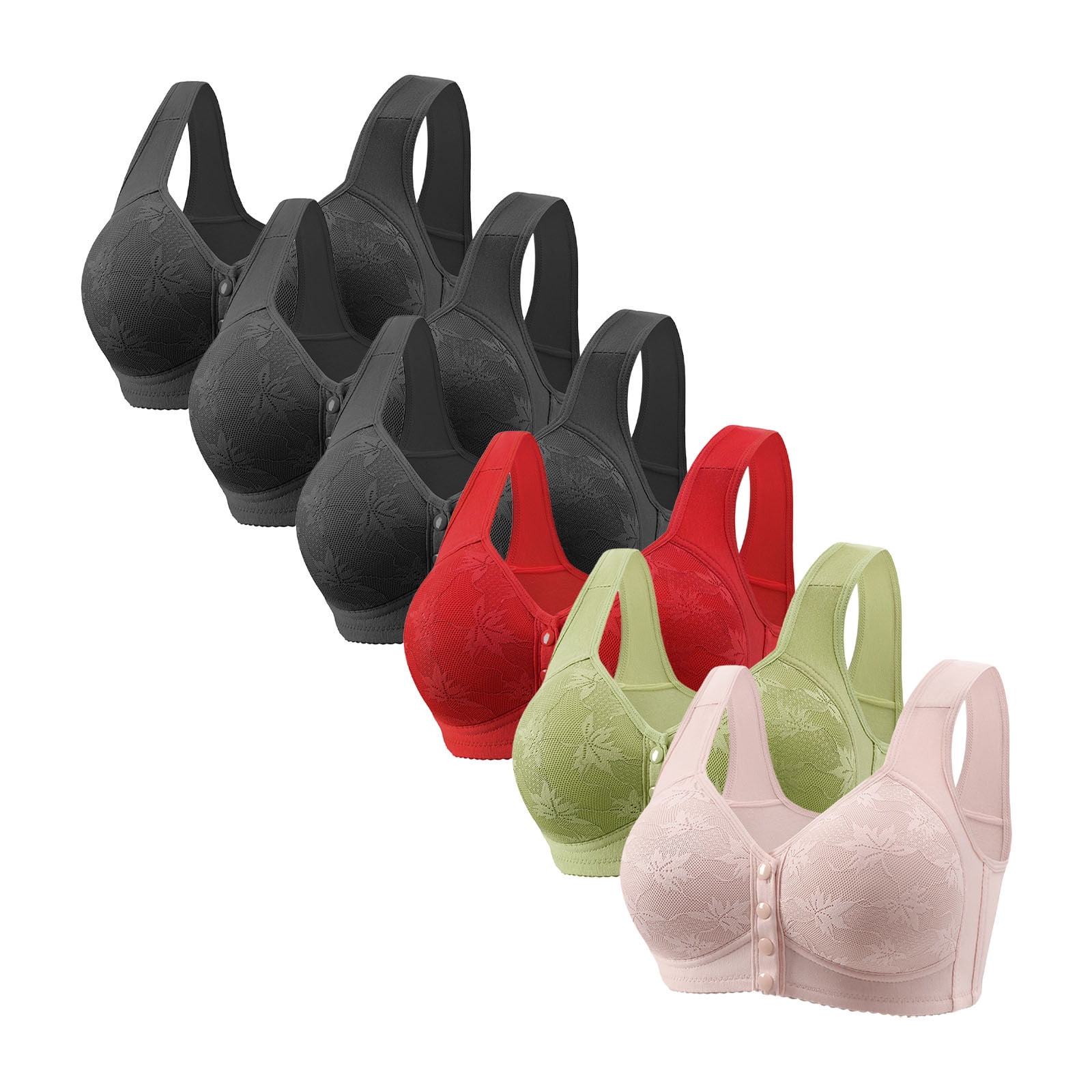 Bras for Women 6PC Non Steel Ring Gathered Bra with Thin Cup and ...