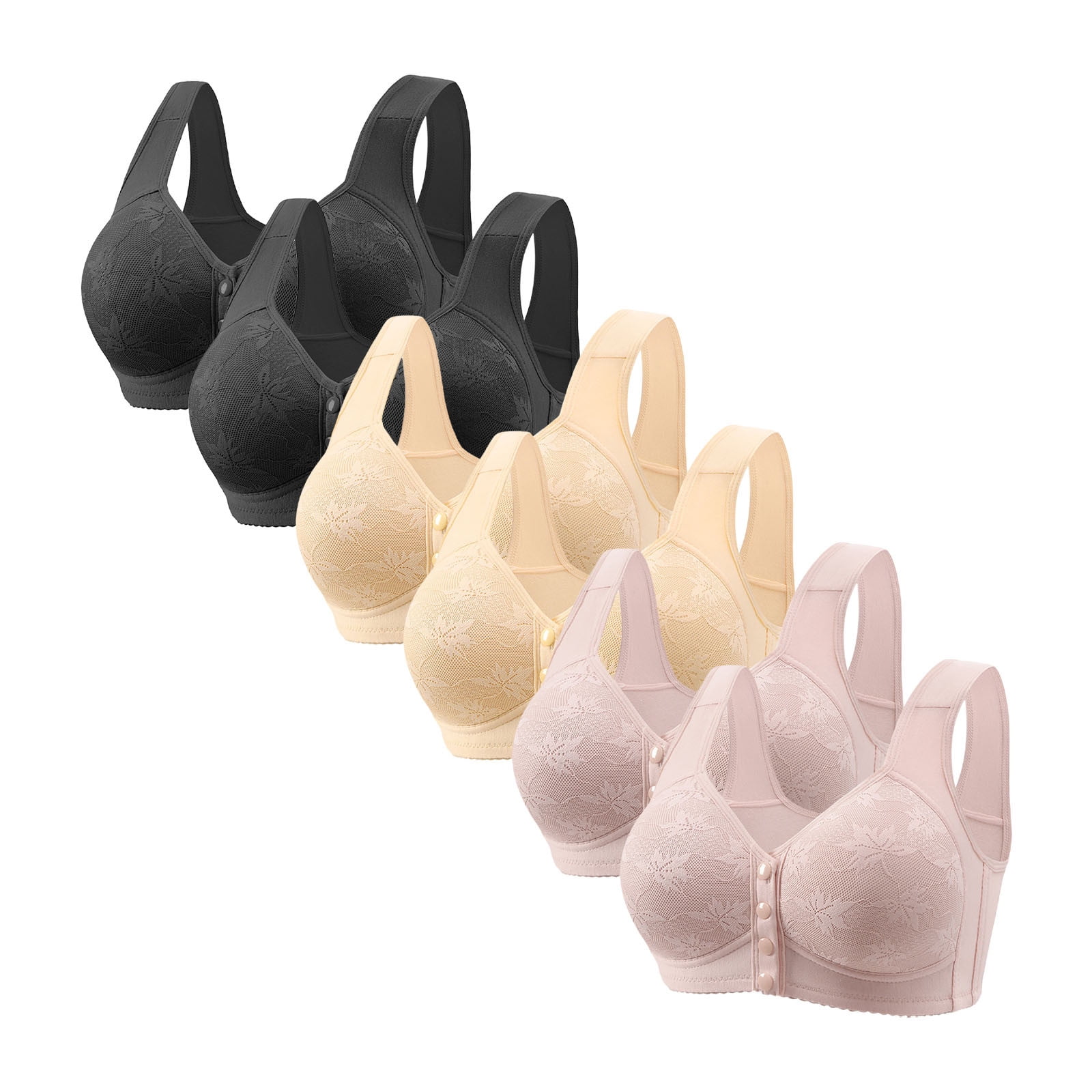 Bras for Women 6PC Non Steel Ring Gathered Bra with Thin Cup and ...