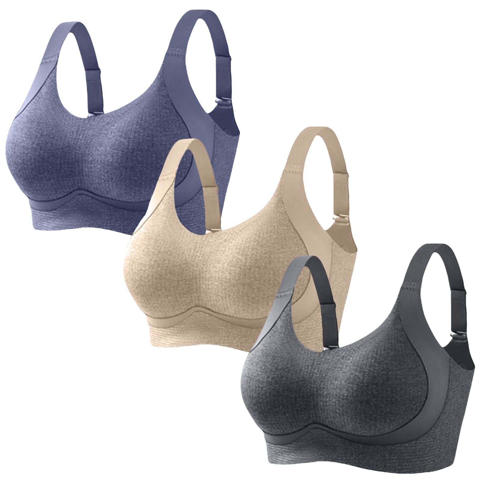 Bras for Women A Nylon,Spandex Wireless Jelly Bra for Women 3 Pack Deep ...