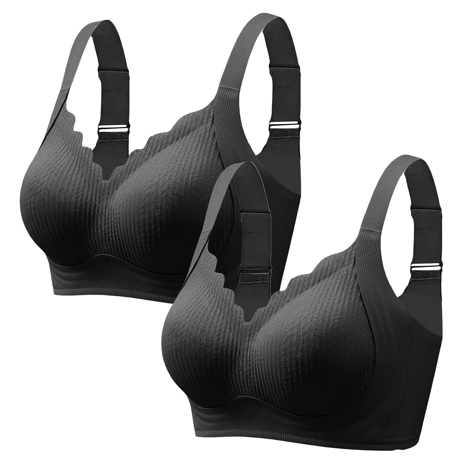 Bras for Women Black Nylon,Spandex Plus Size No Underwire Top Bra Thin ...