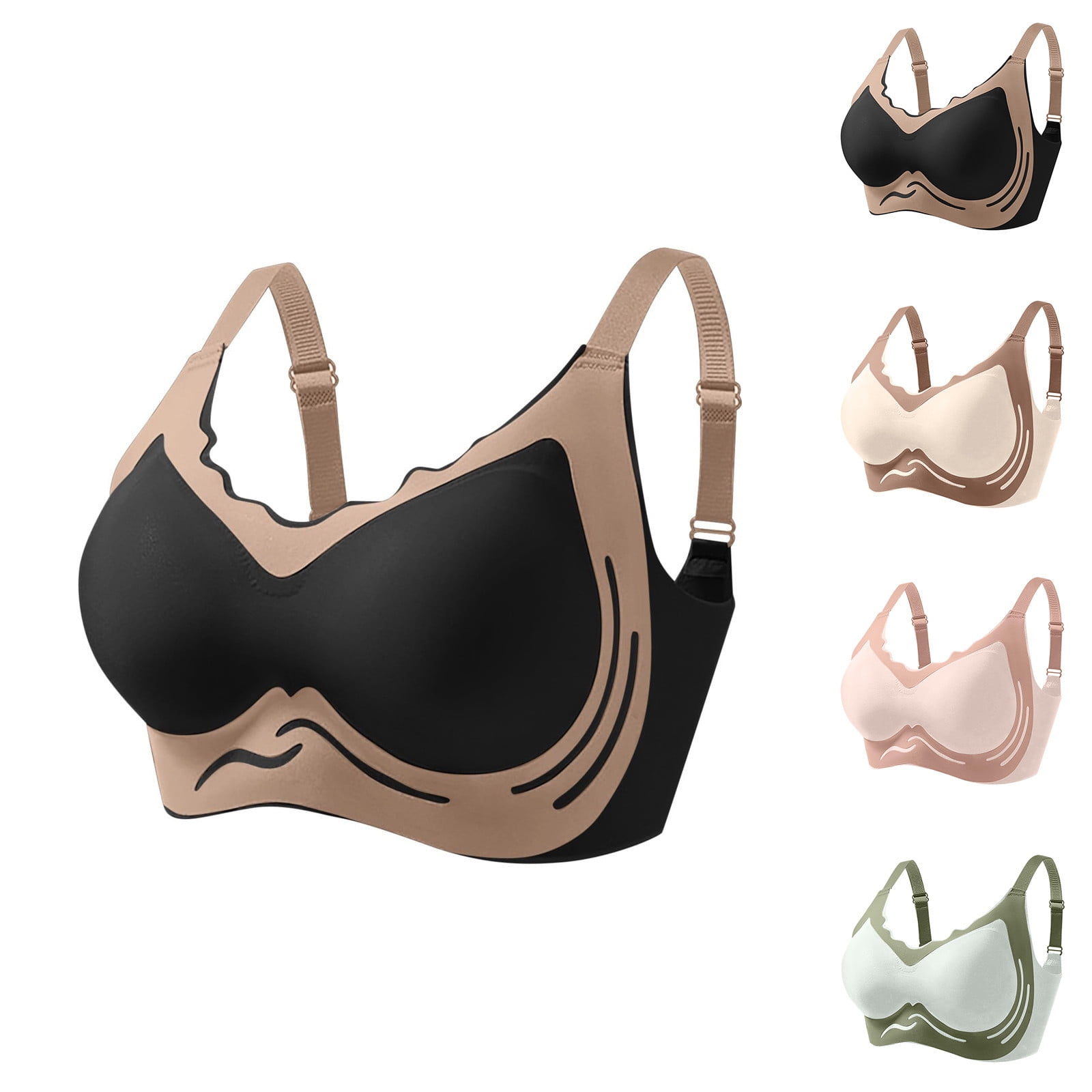 Bras for Women Color Block Thin Style Ventilate Back Buckle Bra Without ...
