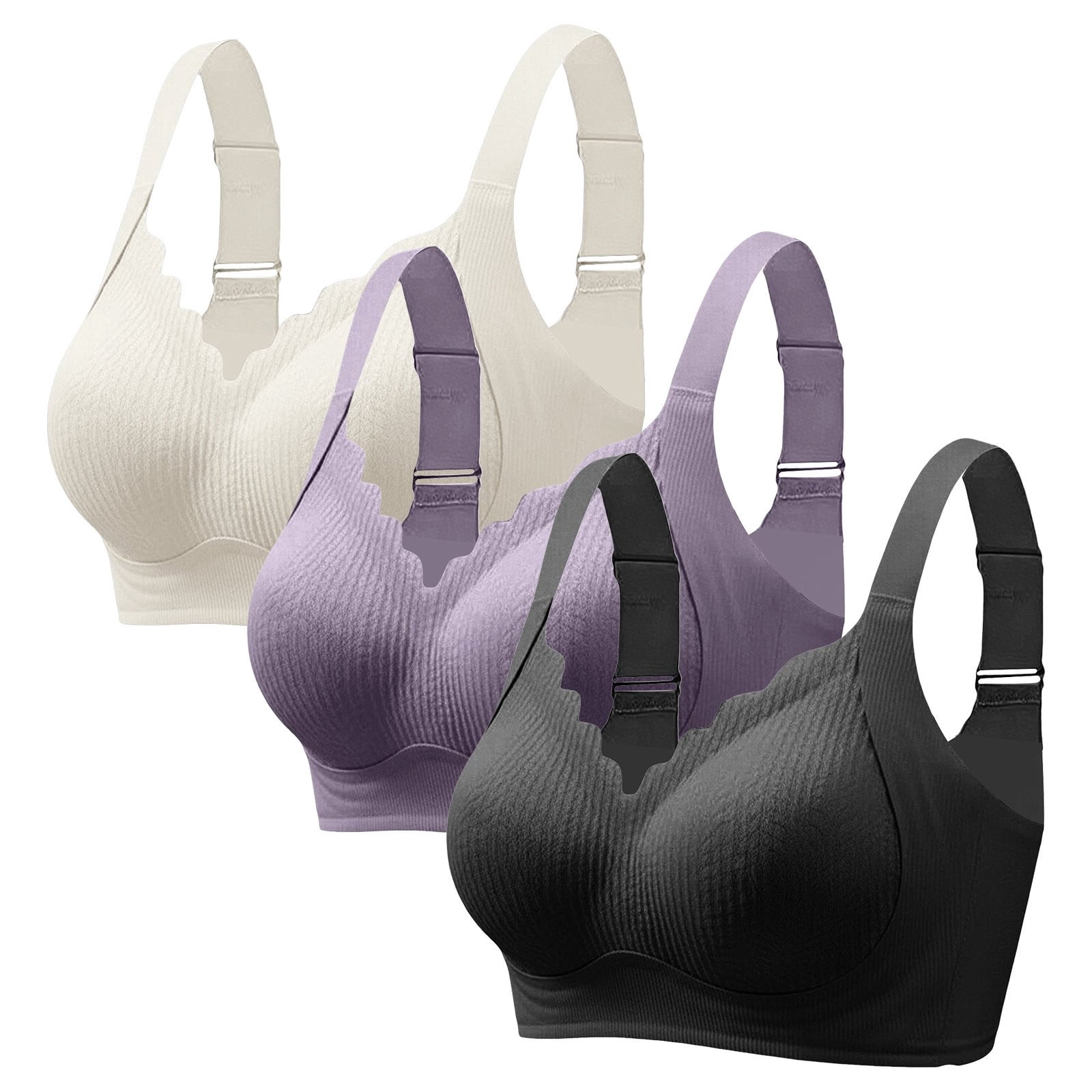 Bras for Women Dark Purple Nylon,Spandex Plus Size No Underwire Top Bra ...