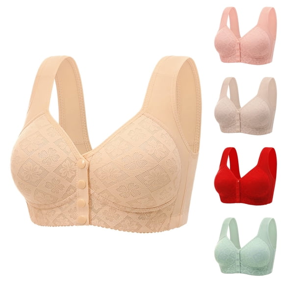 Bras for Women Fixed Cup Open Front Thin Plus Size Wireless Push Up ...