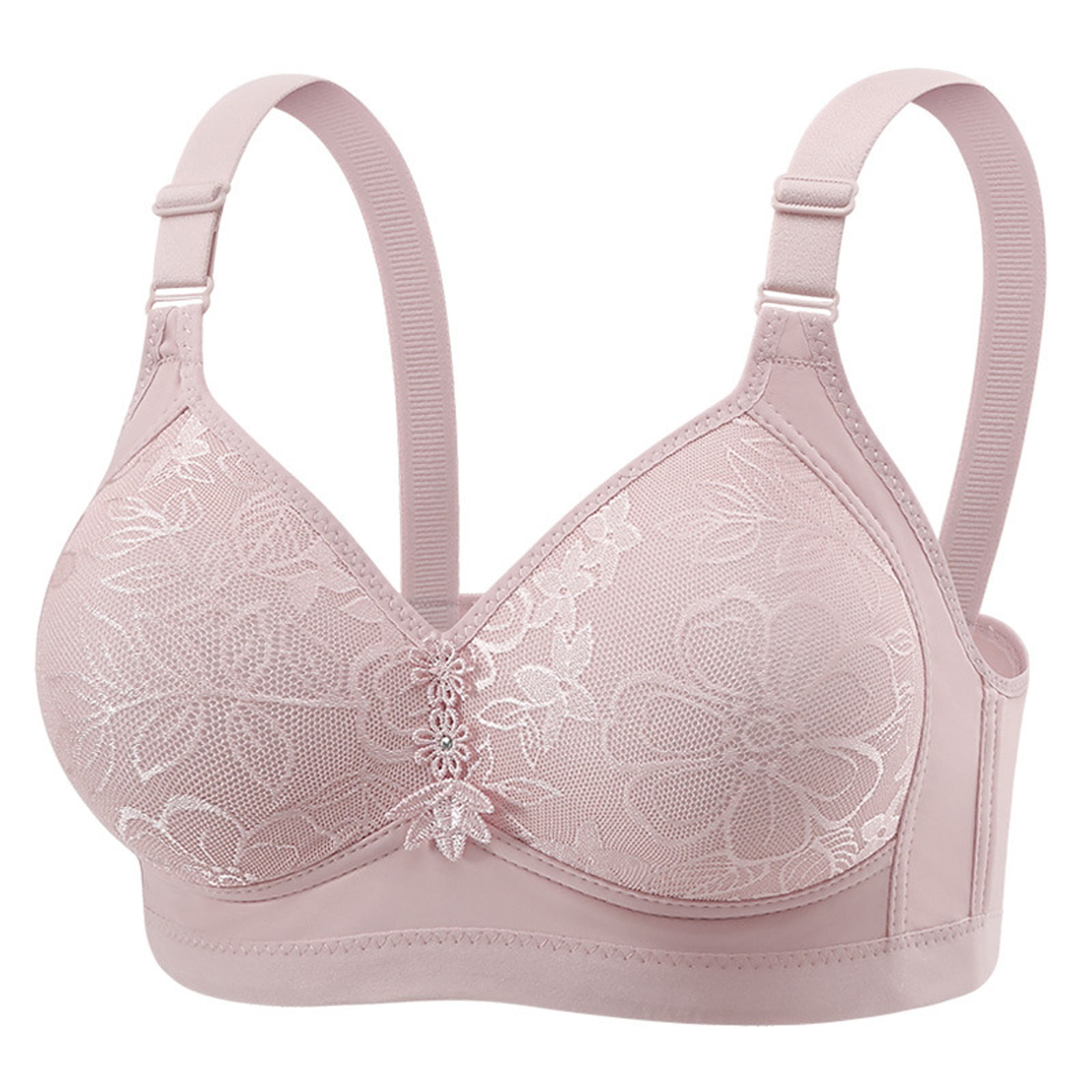 Bras for Women,Floral Lace Comfort Bra Wireless Support with Three ...