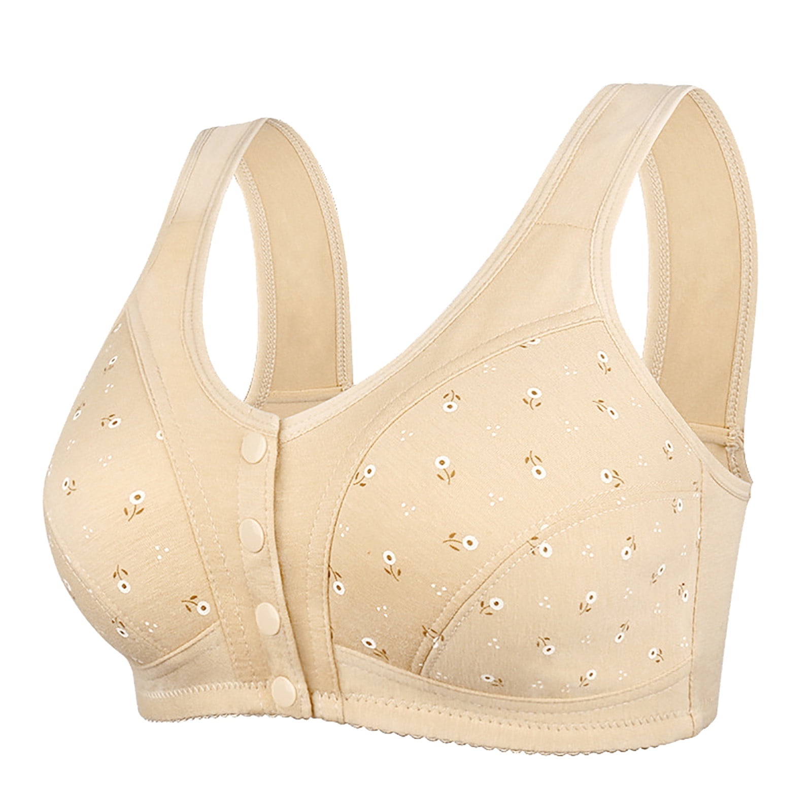 Bras for Women,Floral Print Front Closure Underwire Free Bra with ...
