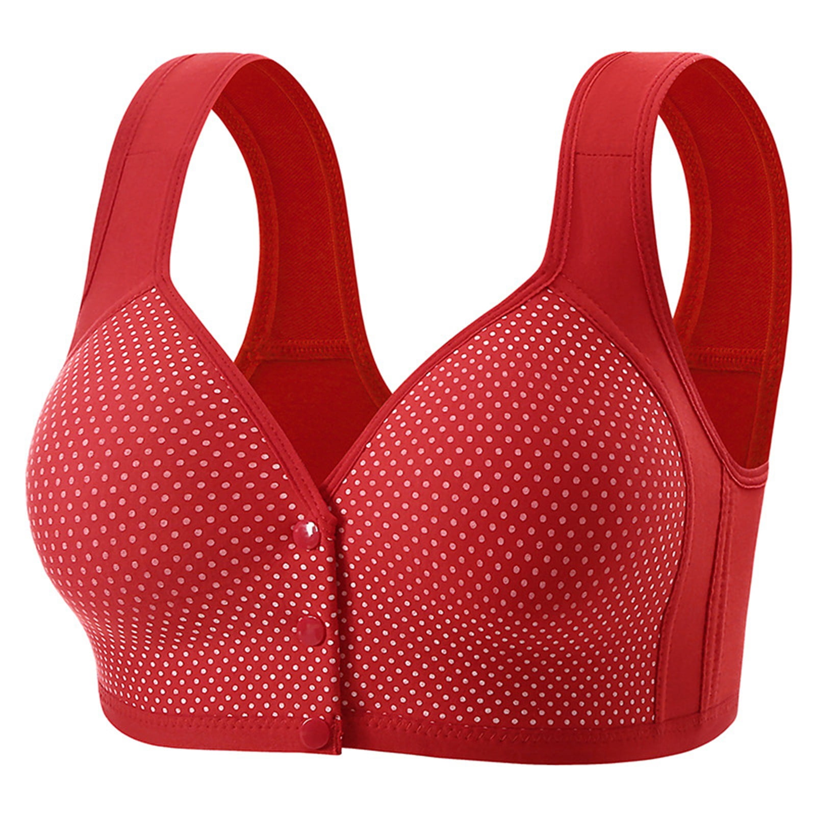 Bras for Women Front Closure Mid Button Wire Free Gathering Daily Bra ...