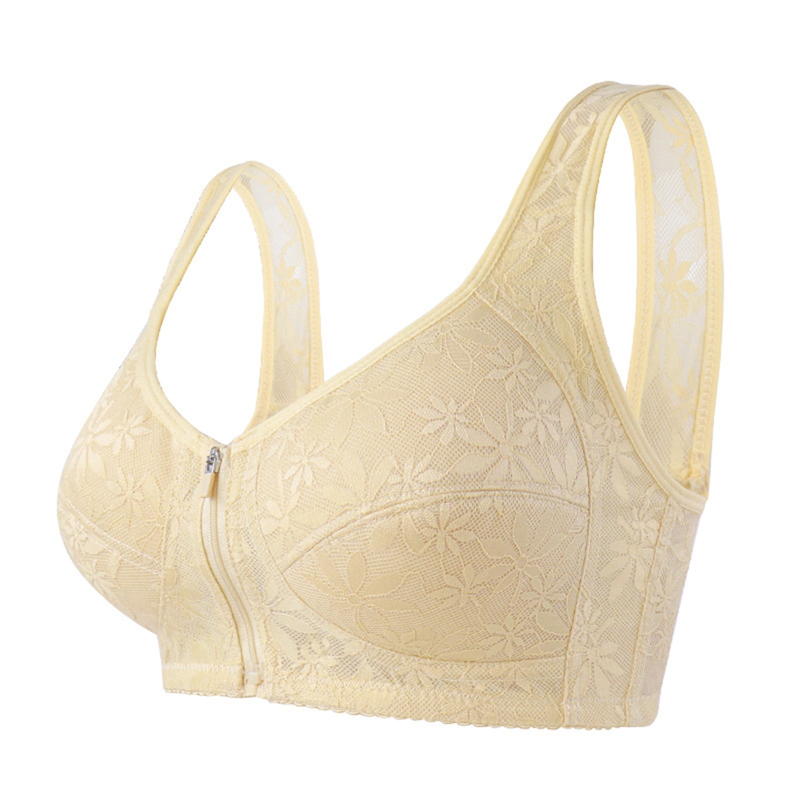 Bras for Women,Jacquard Zipper Sports Bra Wireless Comfort Support for ...