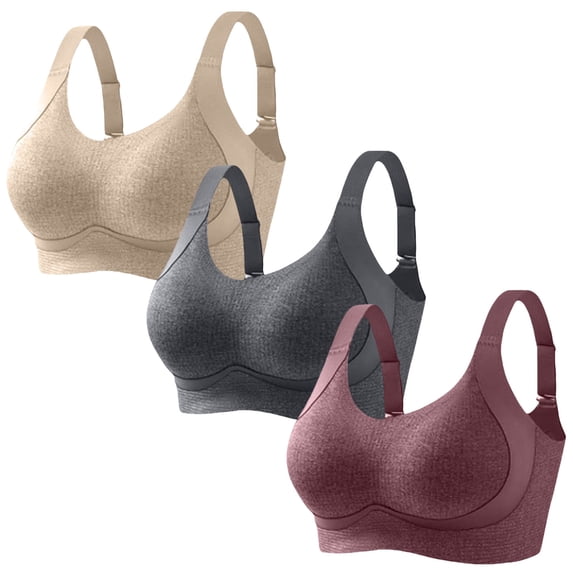 Bras for Women K Nylon,Spandex Wireless Jelly Bra for Women 3 Pack Deep ...