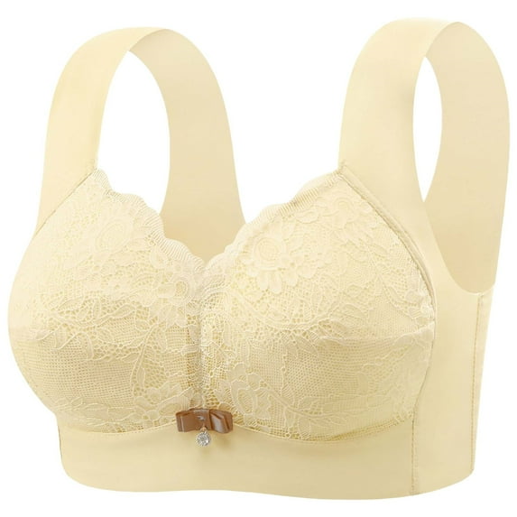 Bras for Women Light Yellow Polyester,Spandex Wireless Supportive Full ...